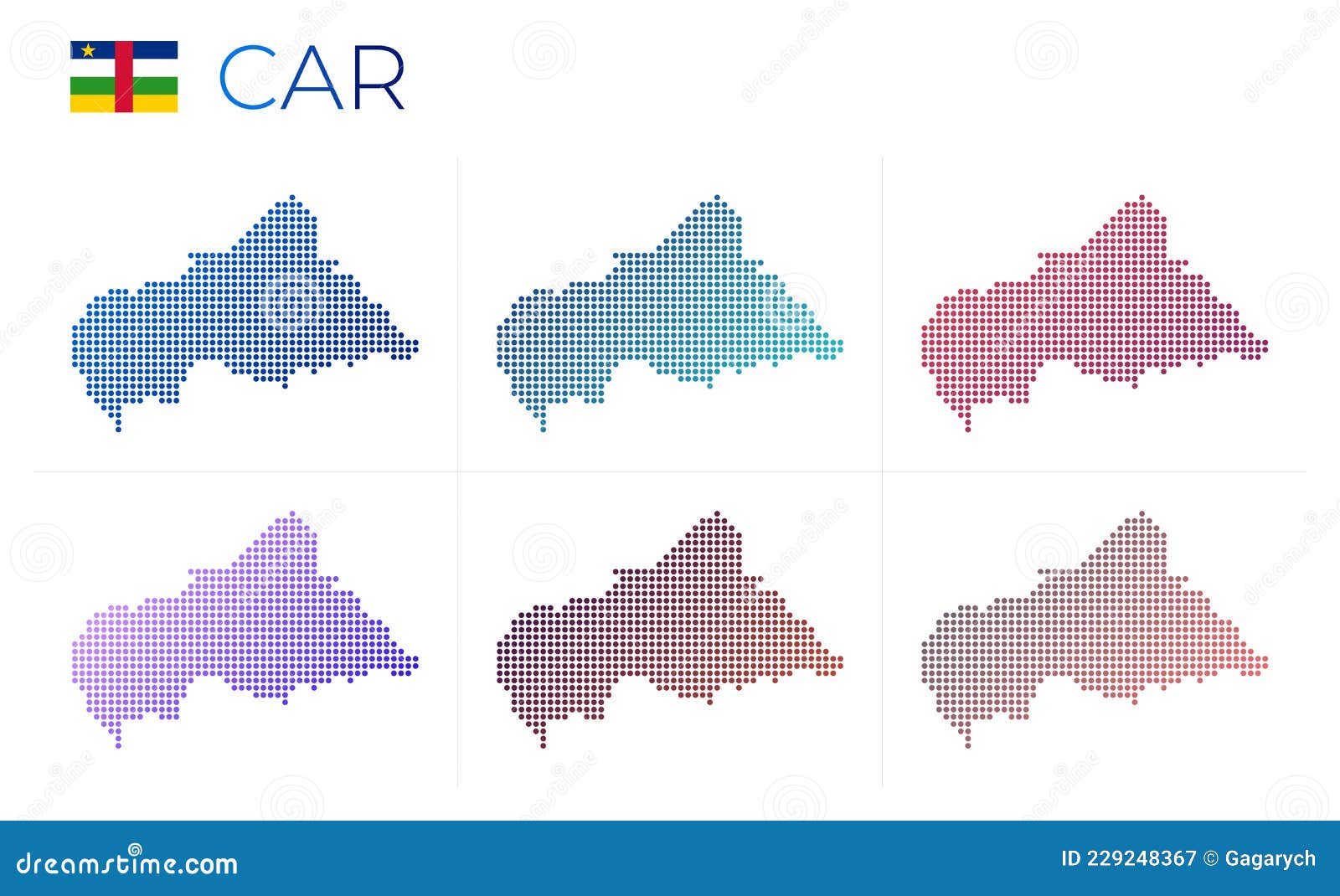 CAR dotted map set. stock vector. Illustration of graphic - 229248367