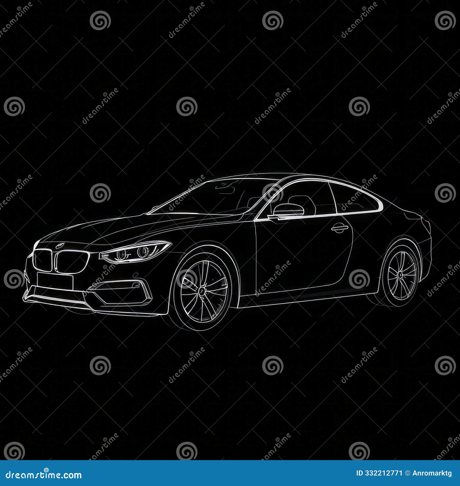 Black and Wireframe Generic and Unbranded Car 3d Illustration Car ...