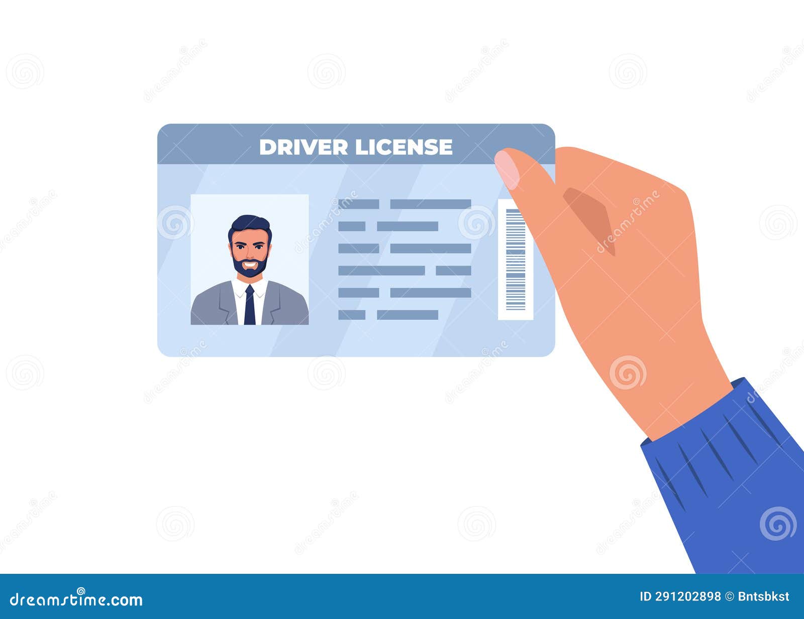 Car Driver License in Hand. Human Hand Holding the Id Card Stock Vector ...