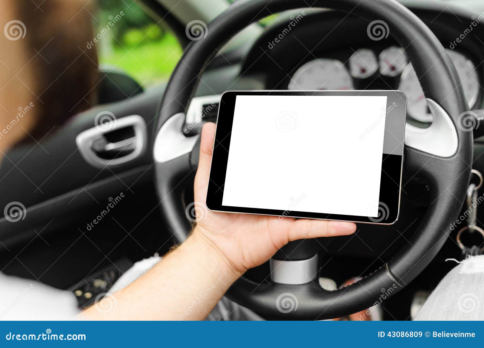 Car Driver with the Tablet PC Stock Image - Image of hire ...