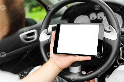 Car Driver with the Tablet PC Stock Image - Image of hire ...
