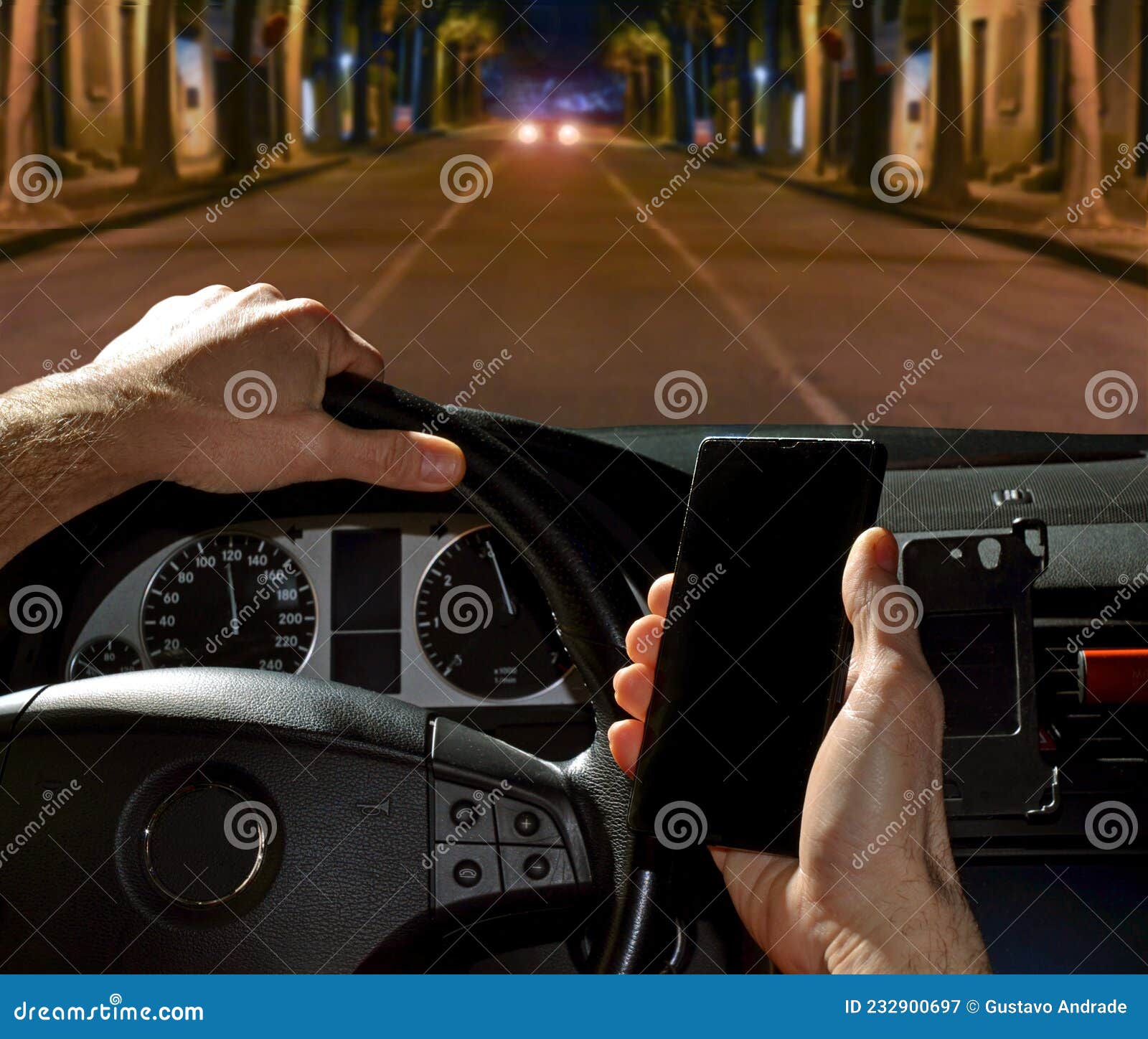 Car Driver Using Cell Phone Inside a Car Stock Image - Image of ...
