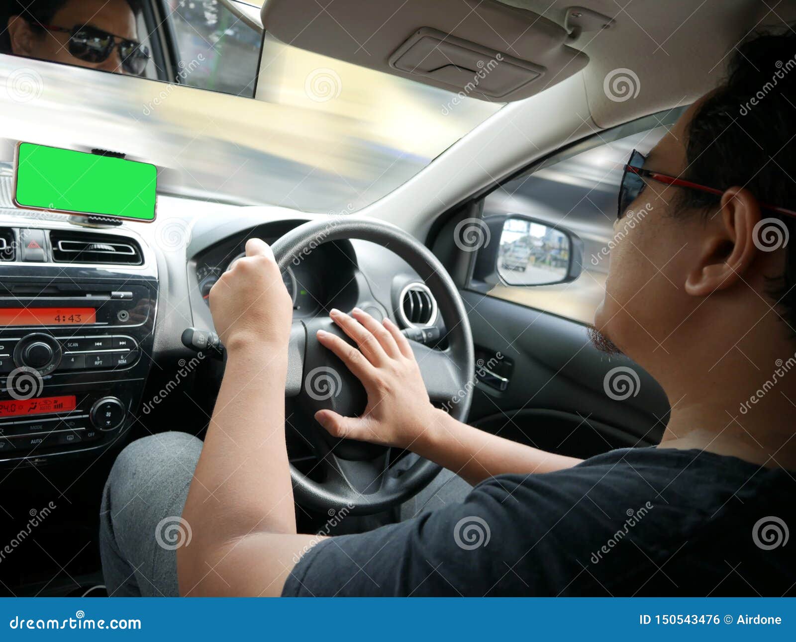 Car Driver with Smart Phone on Dashboard Stock Photo - Image of driver ...