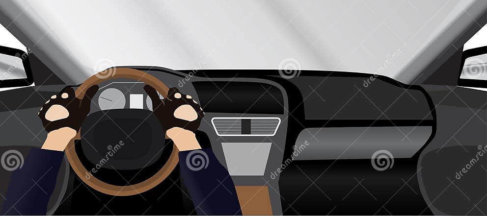 Car Driver View from Inside Stock Vector - Illustration of view, driver ...