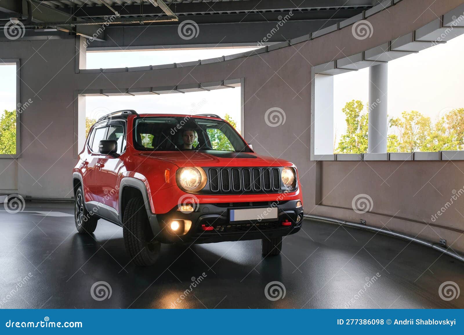 The Car Drives into the Underground Parking. Parking Security System ...