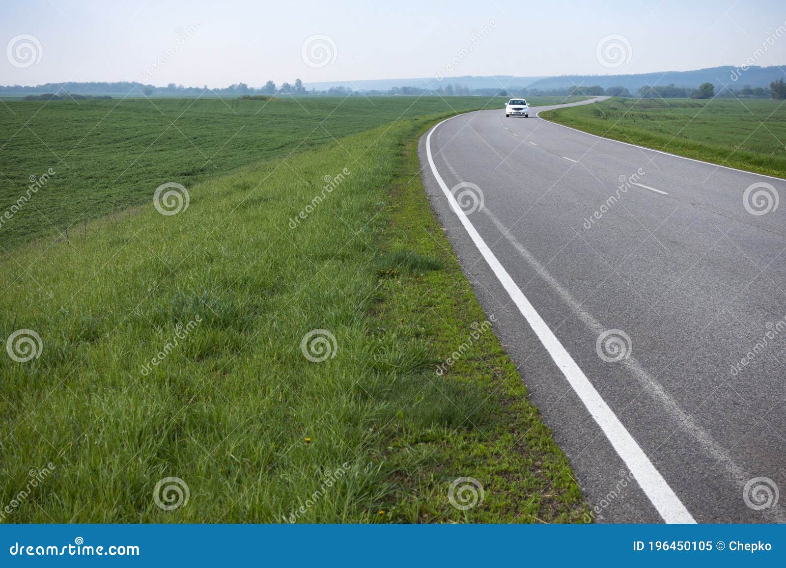 Car Driving on the Asphalt Road Rural Landscape Stock Image - Image of ...