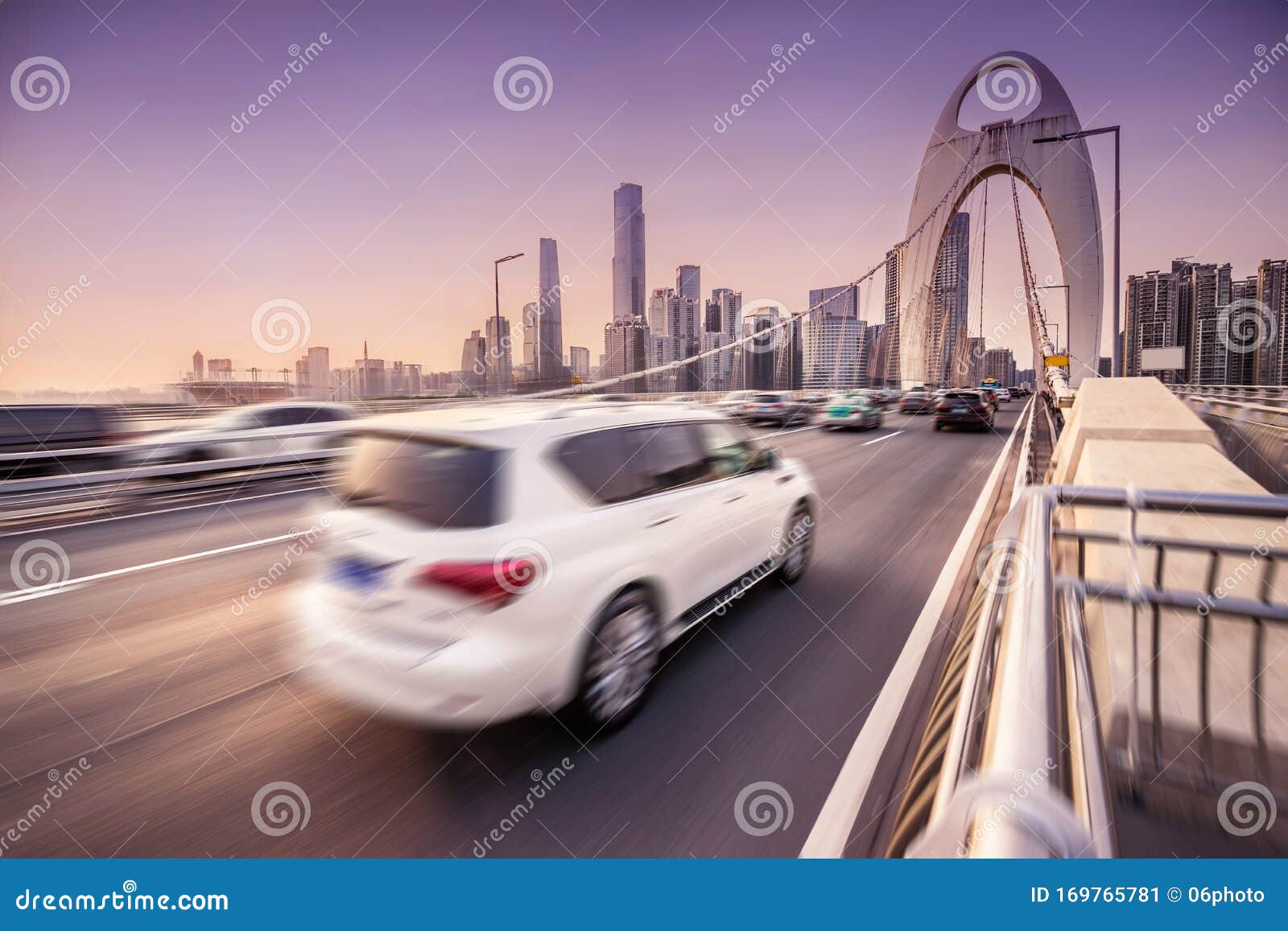 Car Driving on Bridge in Guangzhou China Stock Image - Image of asia ...