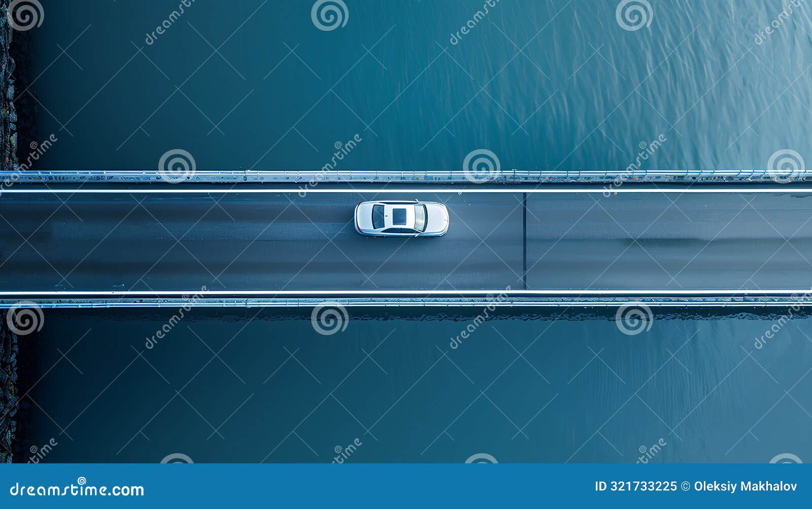 Car Driving on a Bridge, Top View Stock Illustration - Illustration of ...