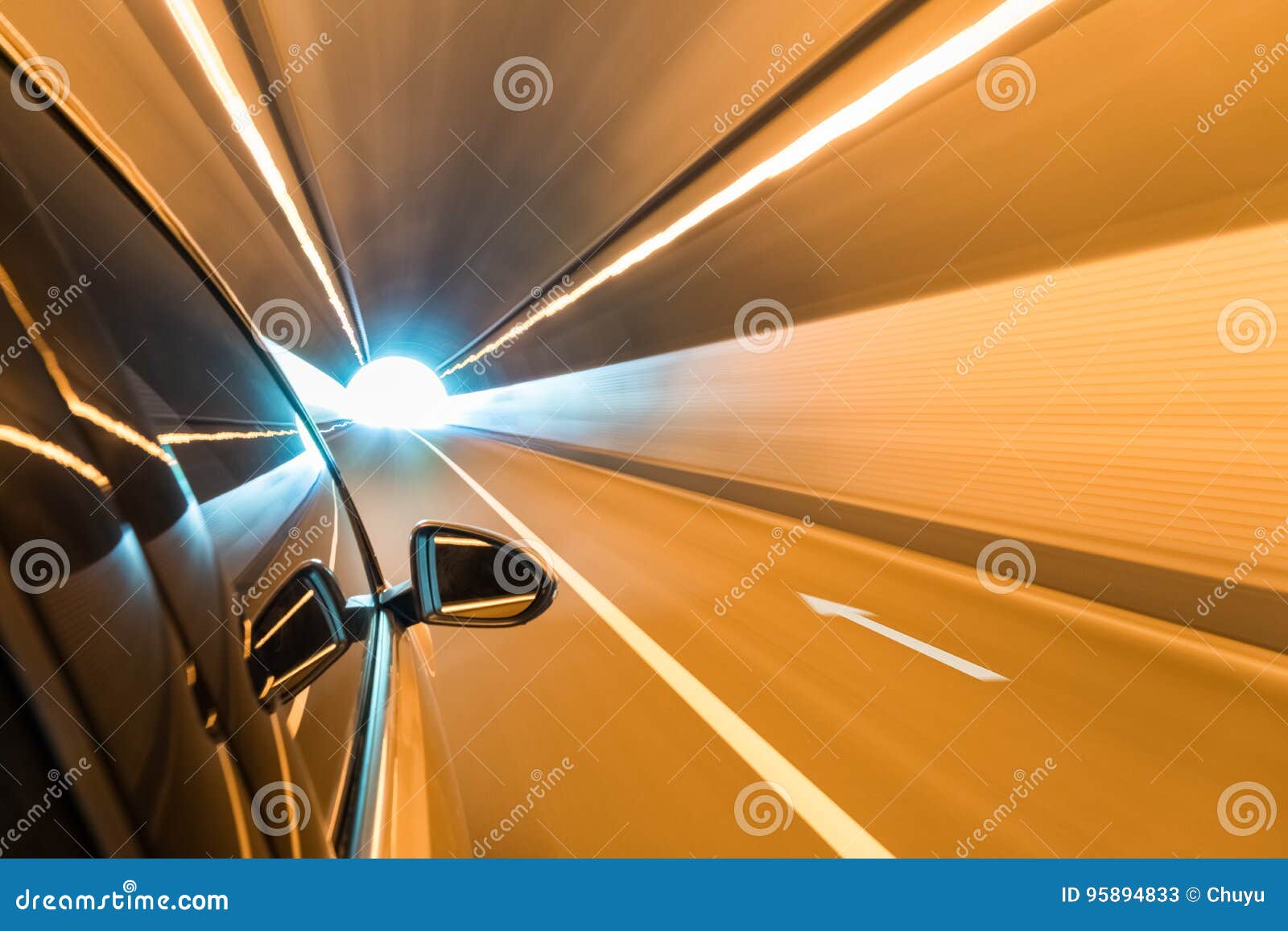 Car Driving Fast Exit the Tunnel Stock Image - Image of speed ...