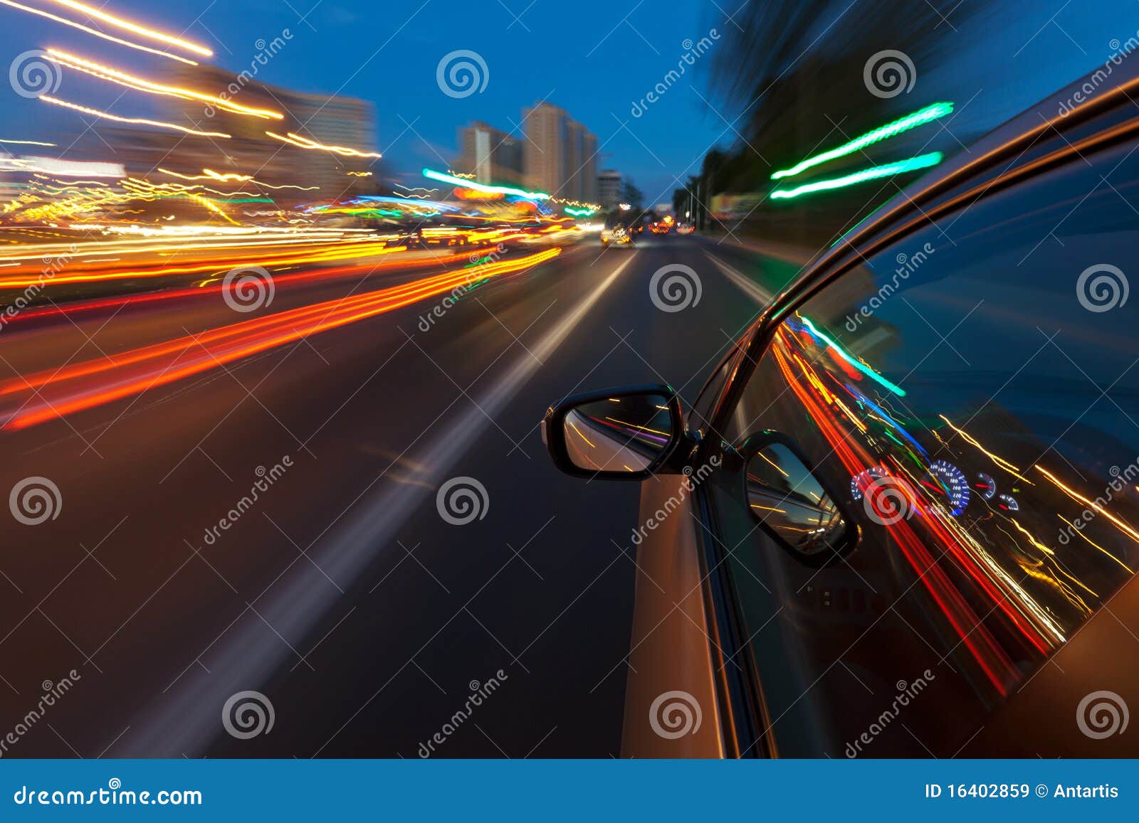 Car Driving Fast in the Night City Stock Image - Image of cityscape ...