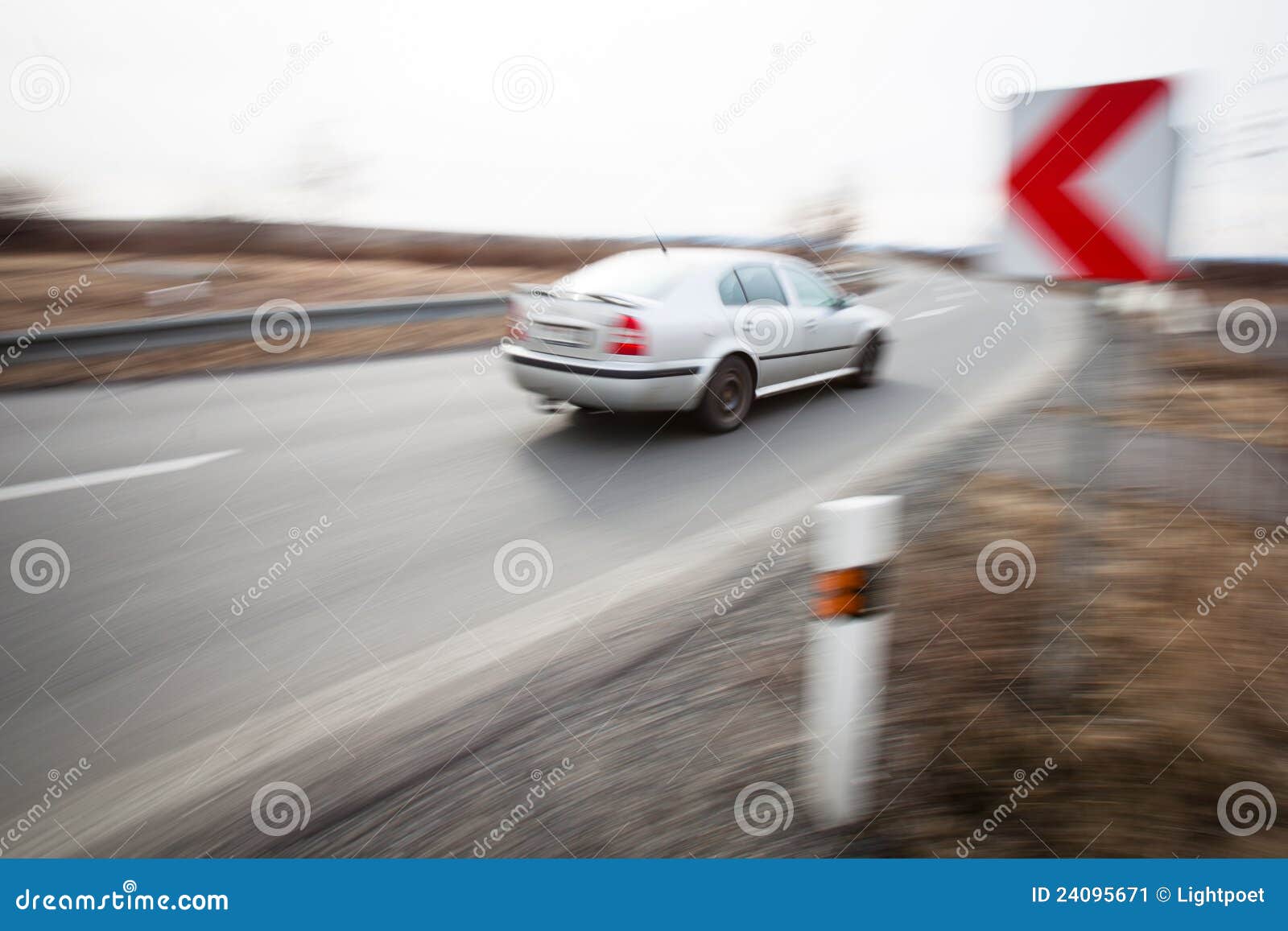 Car Driving Fast through a Sharp Turn Stock Image - Image of ...