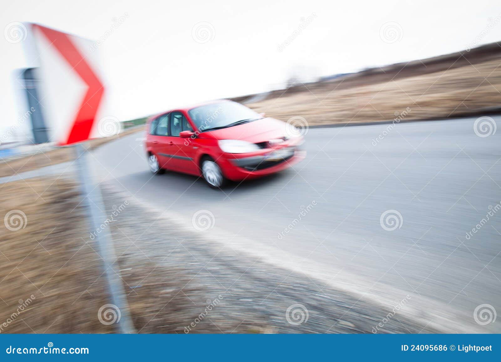 Car Driving Fast through a Sharp Turn Stock Photo - Image of dynamic ...