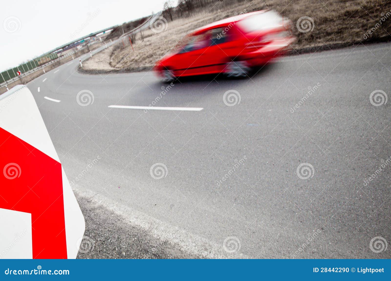 Car Driving Fast through a Sharp Turn Stock Photo - Image of dangerous ...