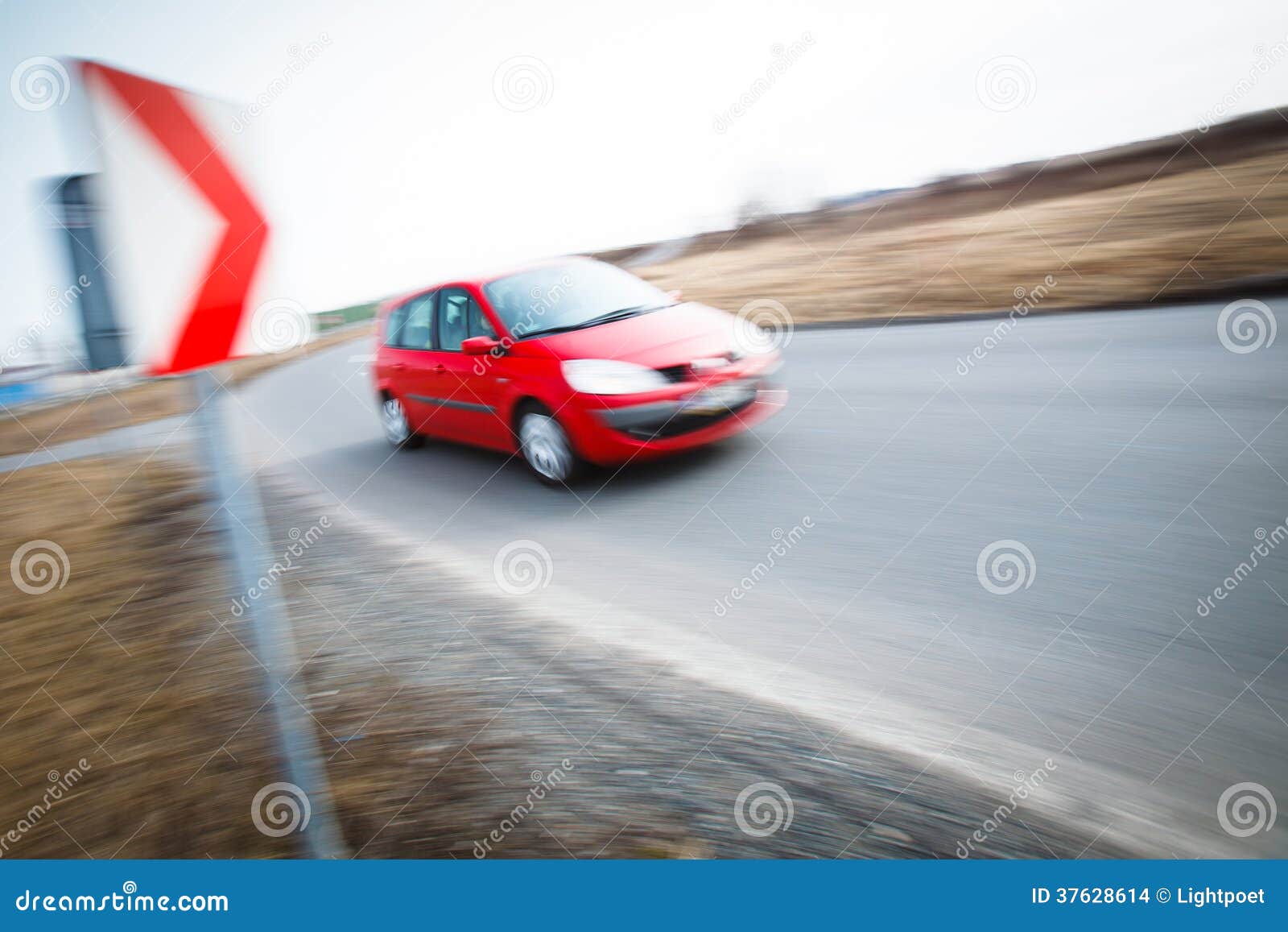 Car Driving Fast through a Sharp Turn Stock Photo - Image of concept ...
