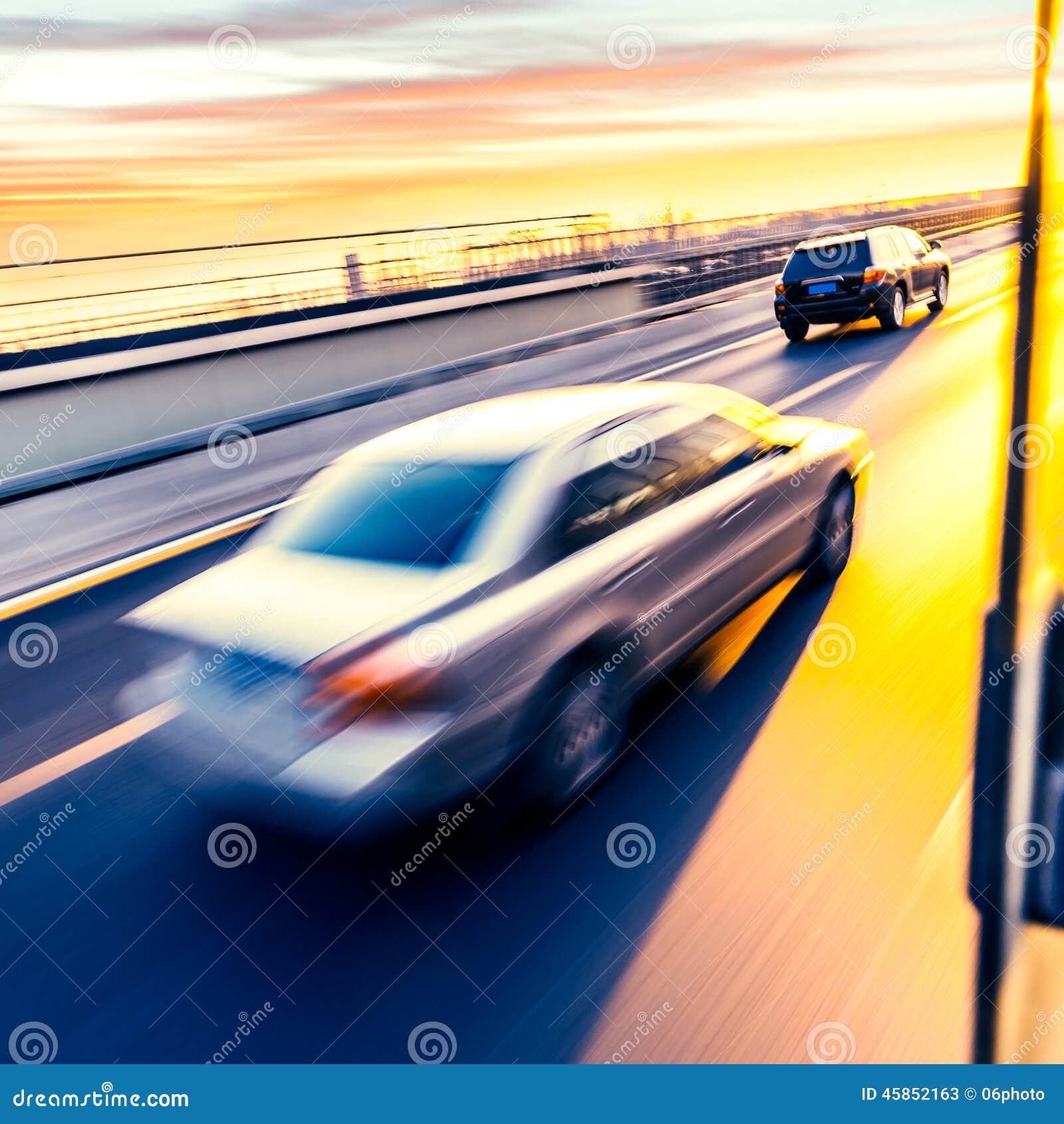 Car Driving on Freeway, Motion Blur Stock Image - Image of blue ...