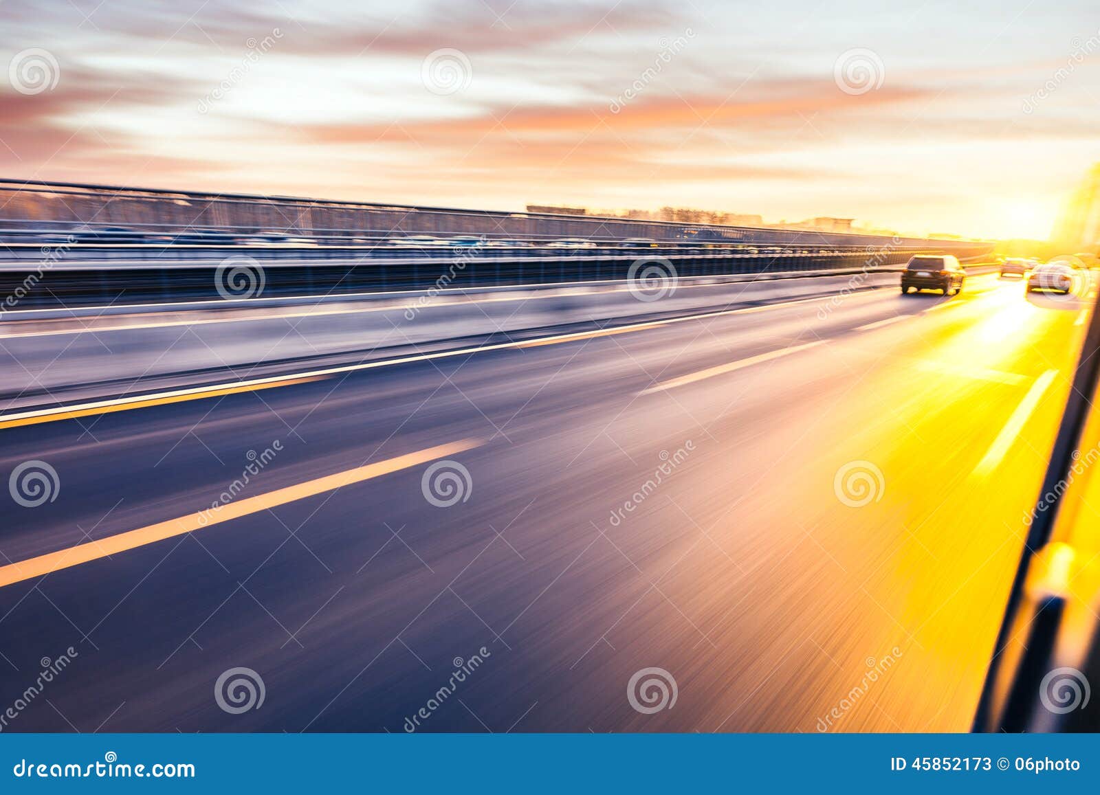 Car Driving on Freeway, Motion Blur Stock Image - Image of moving ...