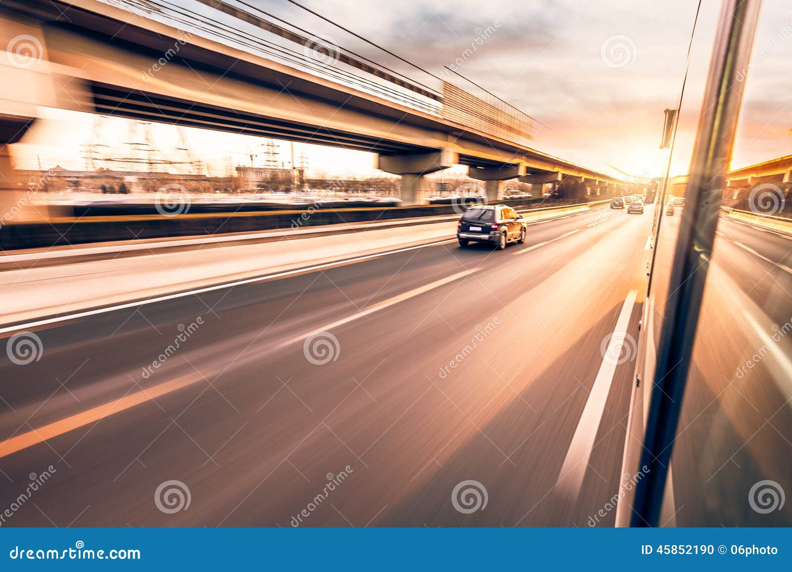 Car Driving on Freeway, Motion Blur Stock Photo - Image of abstract ...