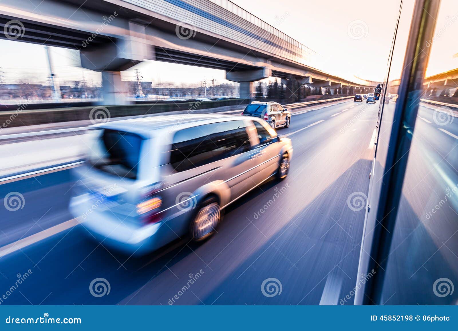 Car Driving on Freeway, Motion Blur Stock Photo - Image of fast ...
