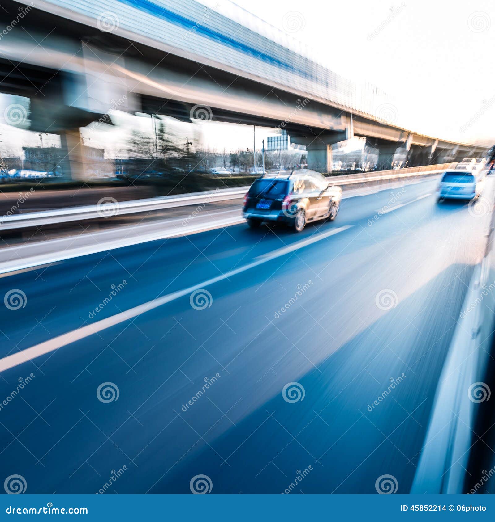 Car Driving on Freeway, Motion Blur Stock Photo - Image of hour ...
