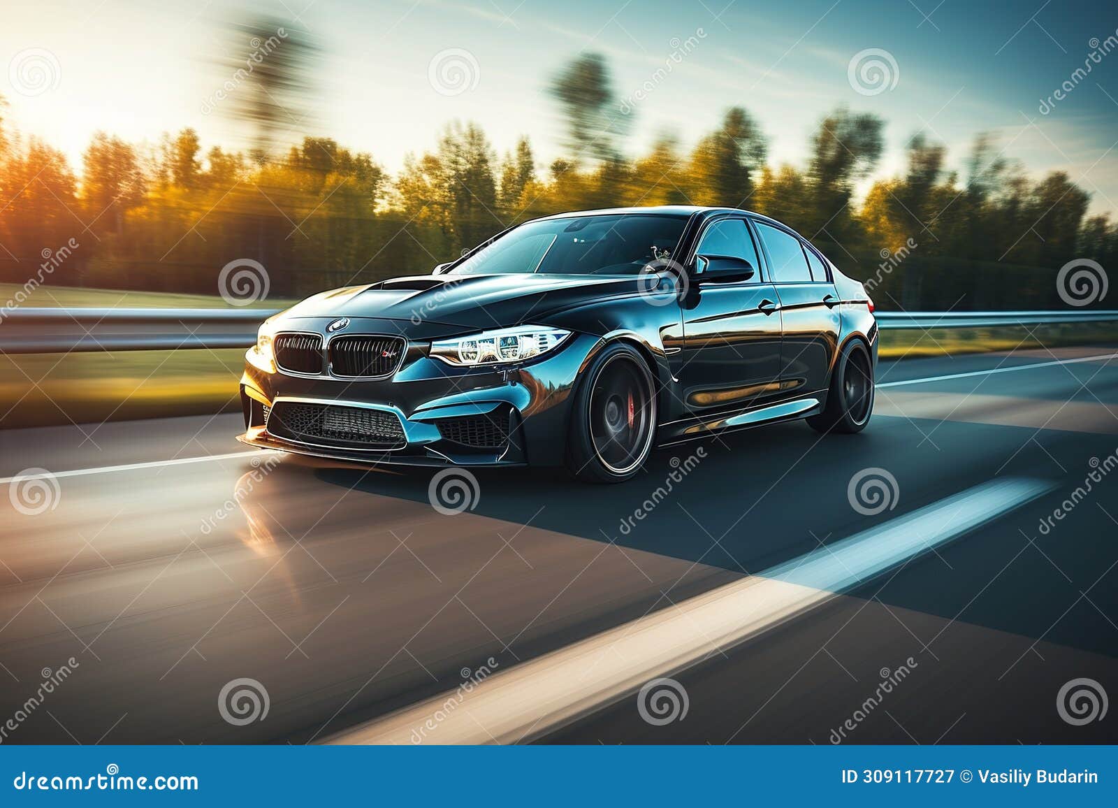 Car Driving on Freeway at Sunset, Motion Blur Stock Image - Image of ...