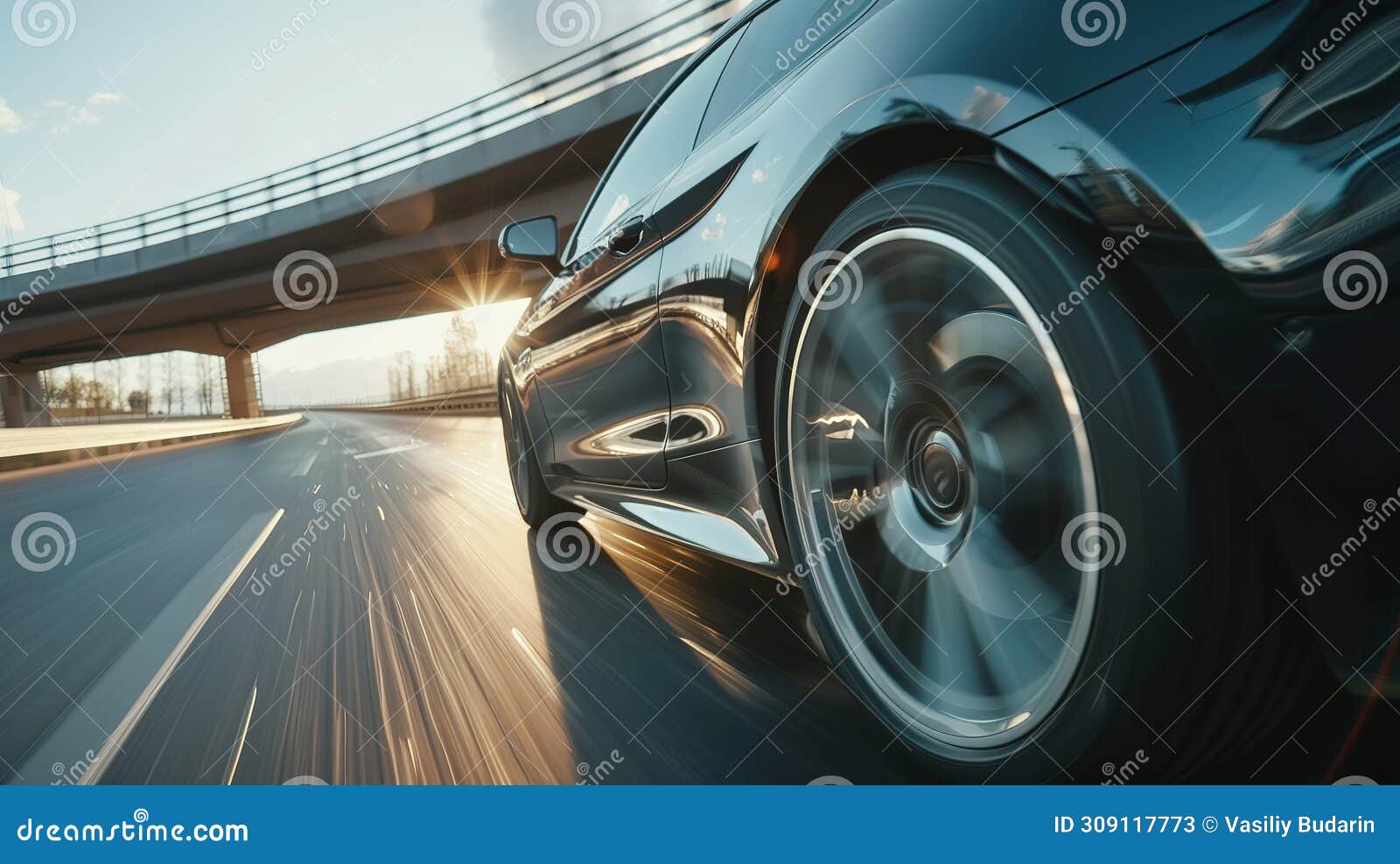 Car Driving on Freeway at Sunset, Motion Blur Stock Image - Image of ...