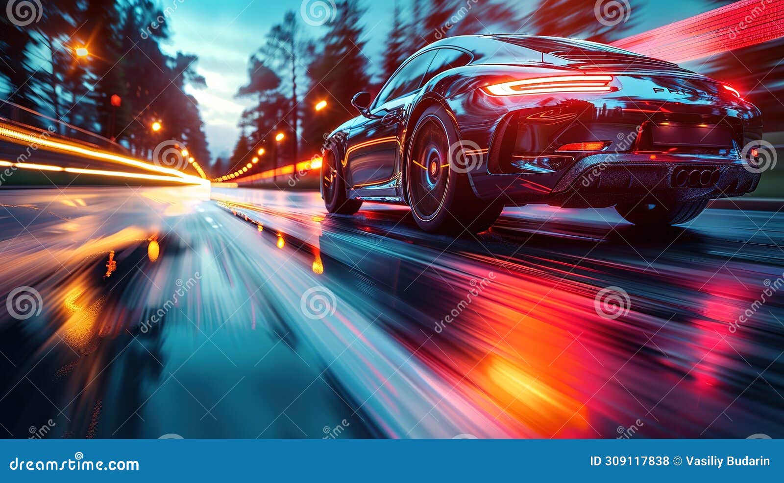 Car Driving on Freeway at Sunset, Motion Blur Stock Photo - Image of ...