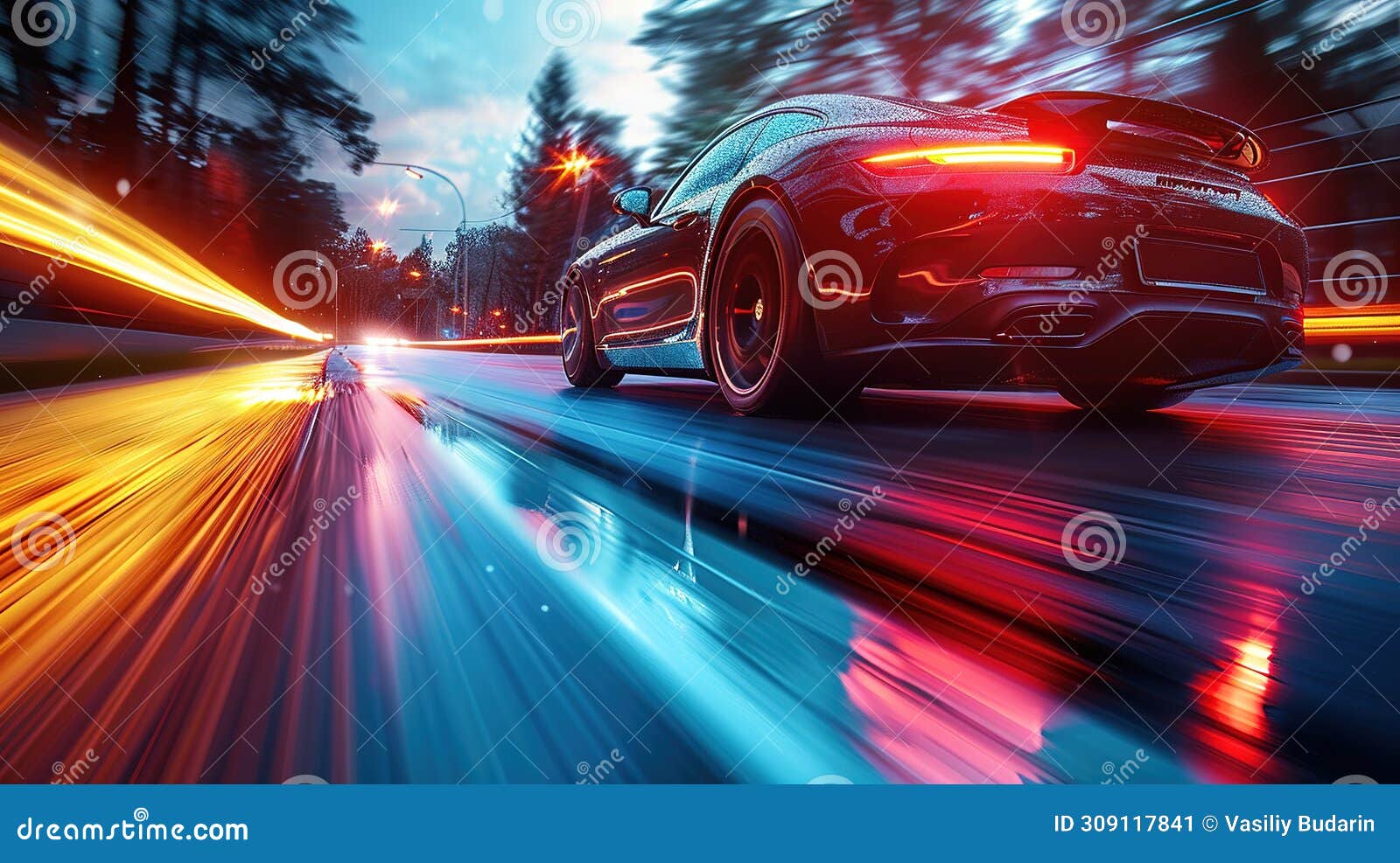 Car Driving on Freeway at Sunset, Motion Blur Stock Image - Image of ...