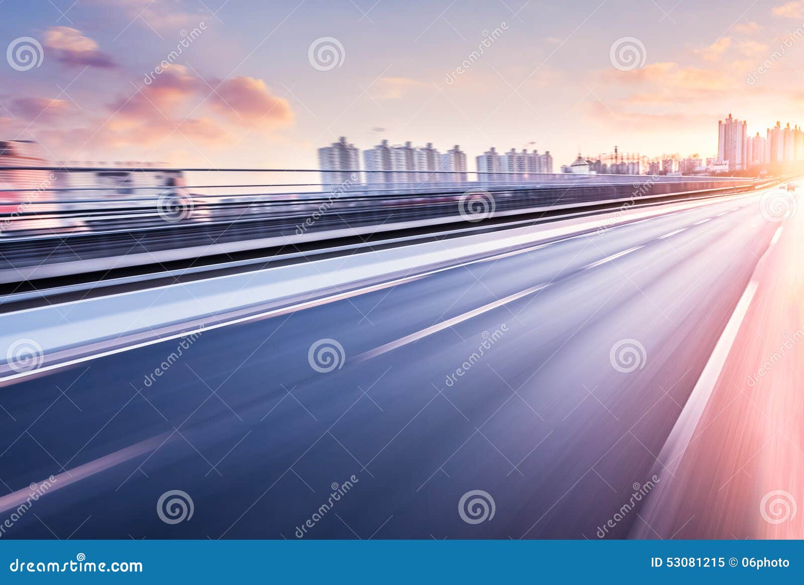 Car Driving on Freeway at Sunset, Motion Blur Stock Image - Image of ...