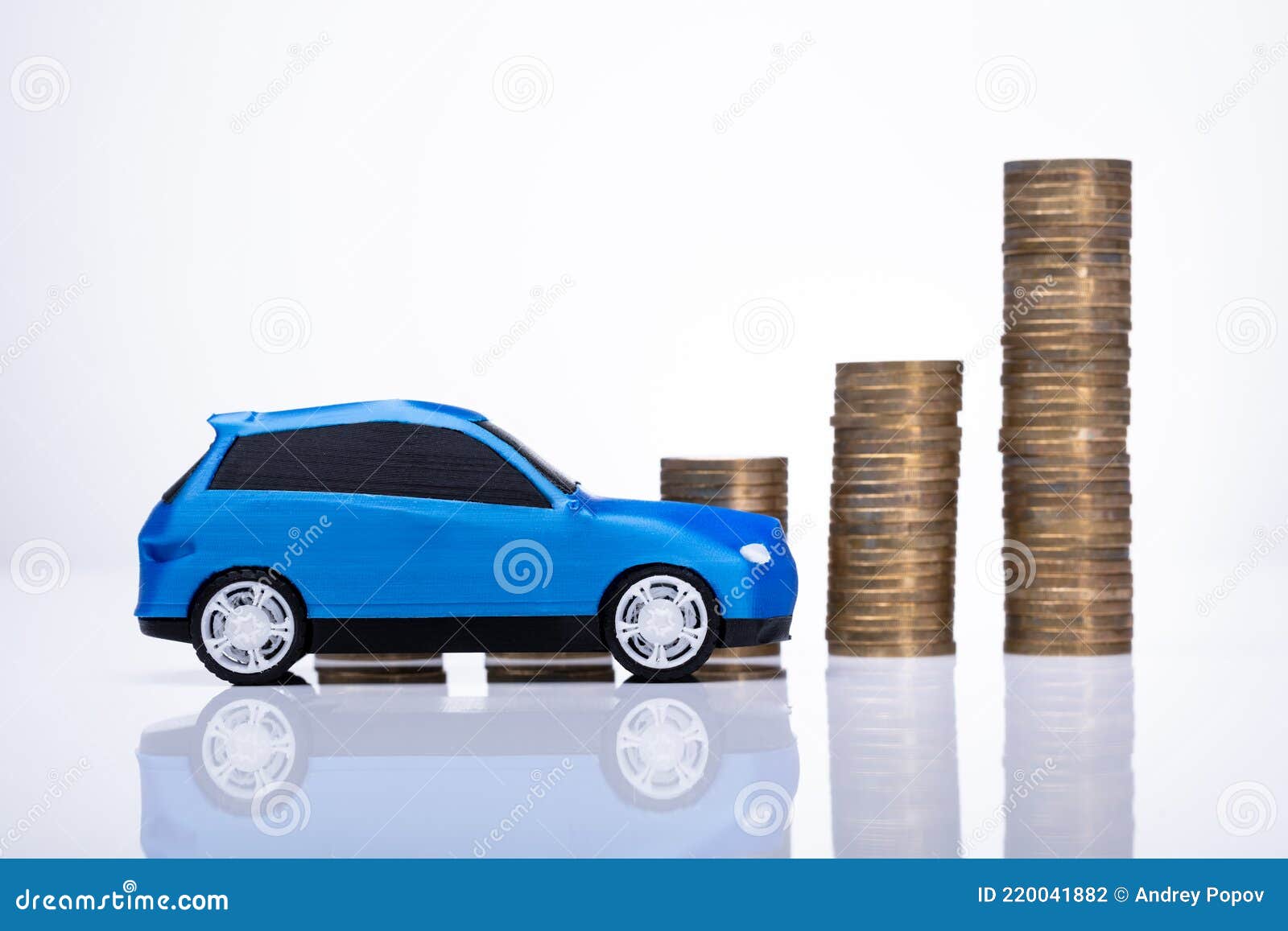 Car Driving in Front of Stacked Coins Stock Photo - Image of inflation ...
