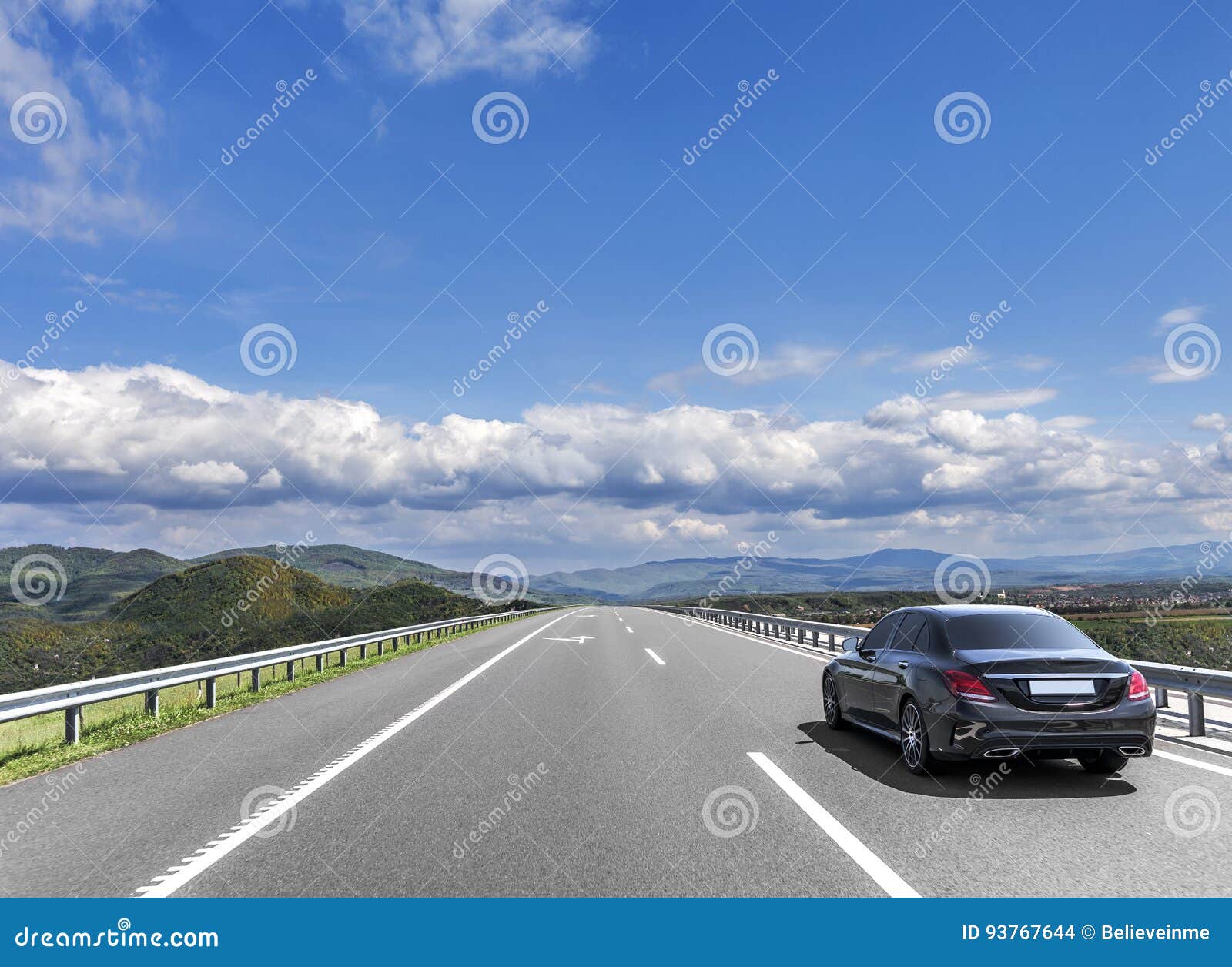 Car is Driving on the High-speed Highway. Stock Photo - Image of ...
