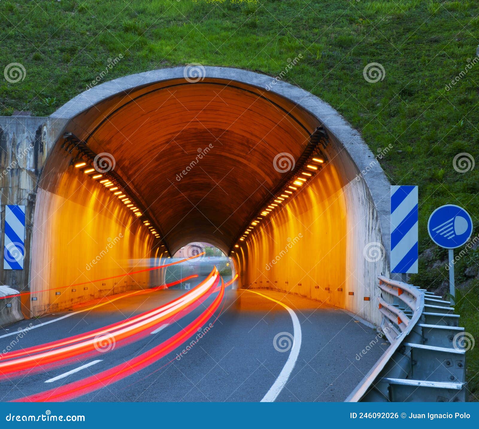 Car Driving at High Speed through a Tunnel Stock Photo - Image of ...