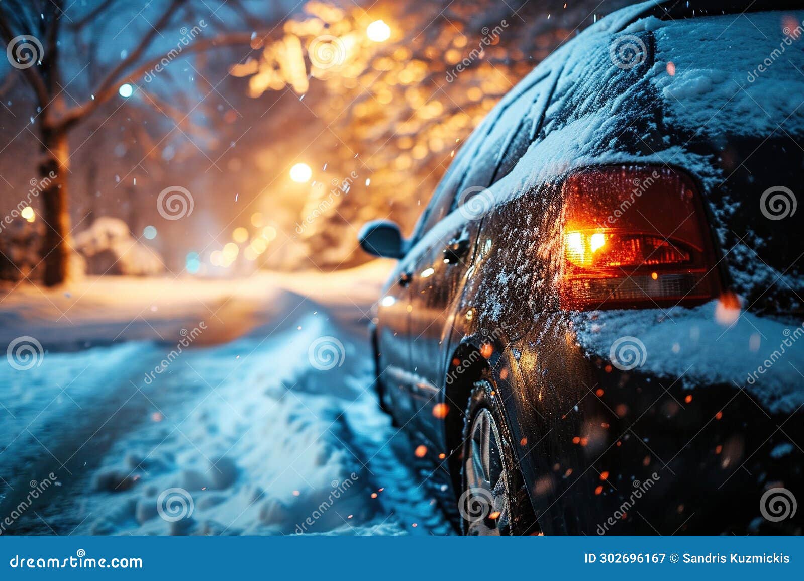 The Car Driving on Icy Road in Street. Generative AI Stock Illustration ...