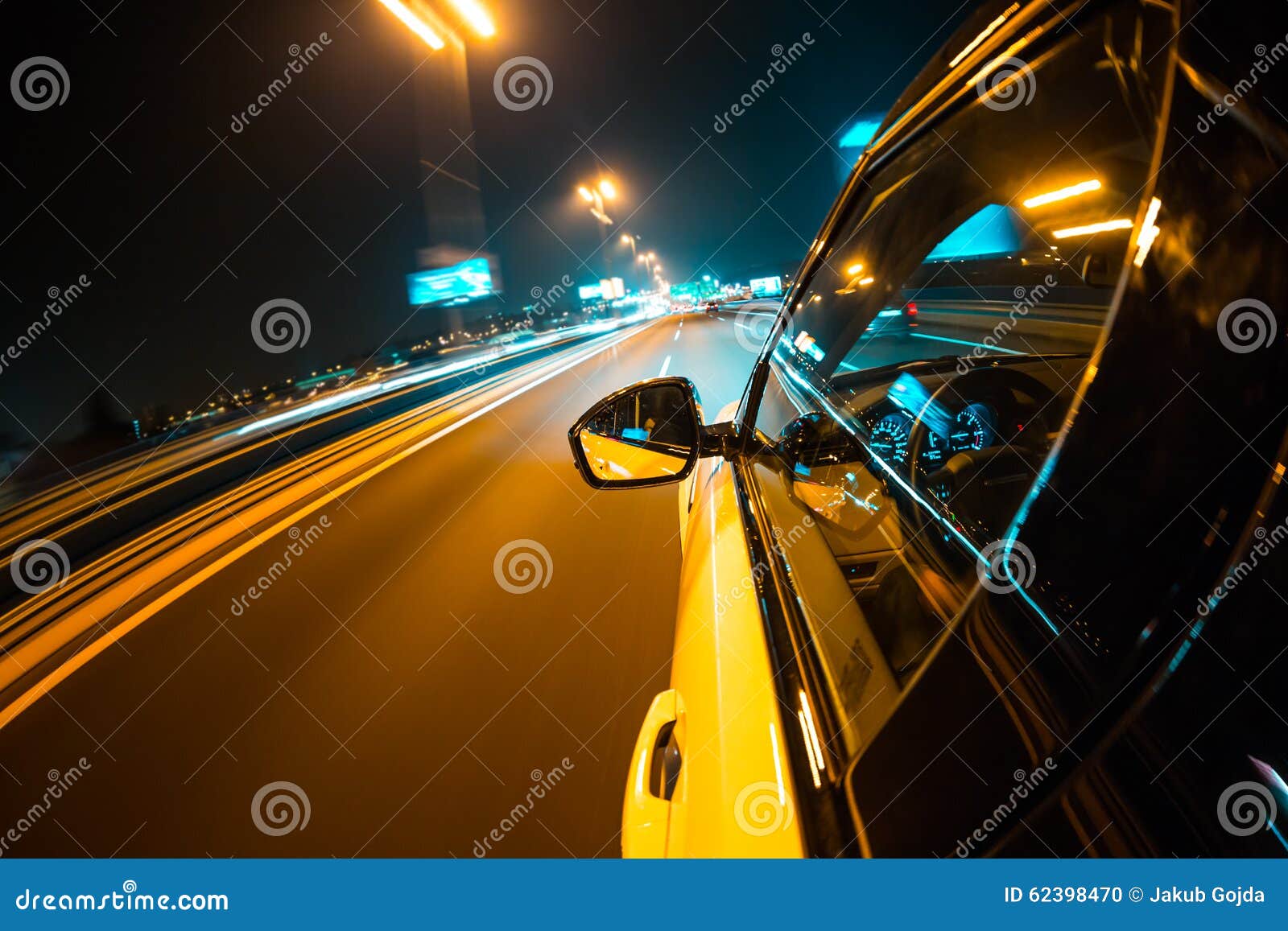 Car driving at night city stock photo. Image of movement - 62398470