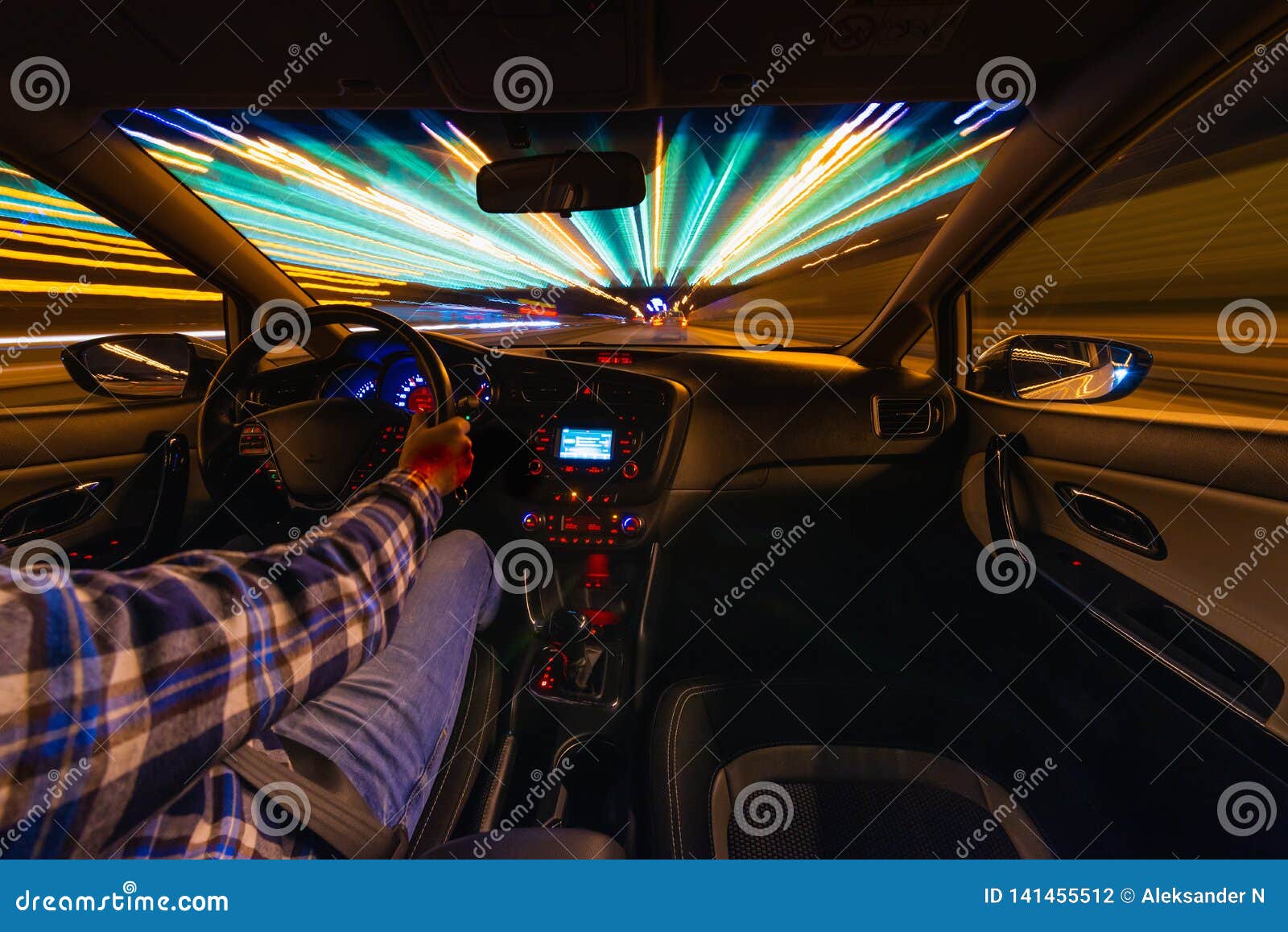 Car driving at night stock photo. Image of drive, city - 141455512
