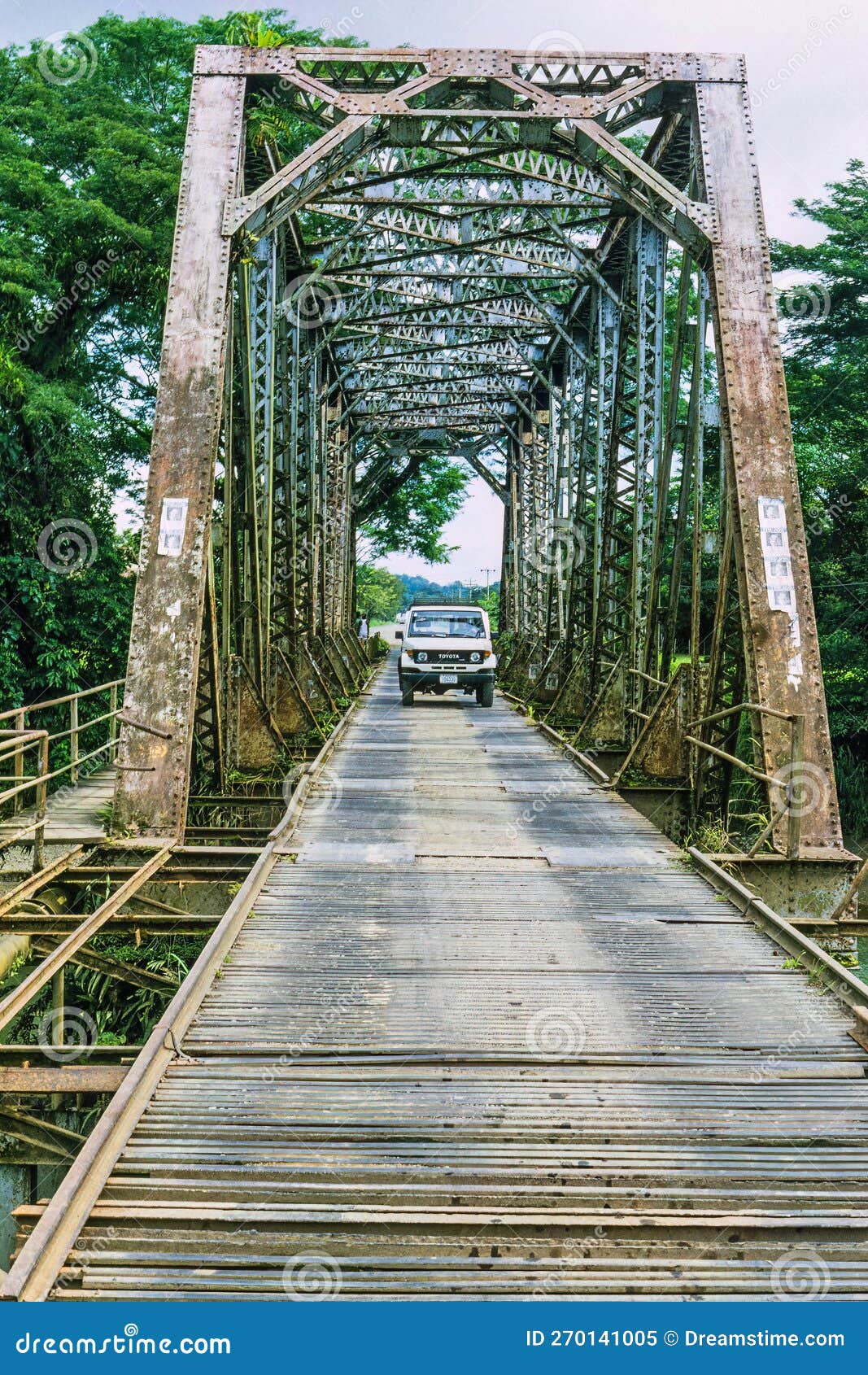 Car Driving Over a Steel Bridge in a Rainforest Stock Image - Image of ...