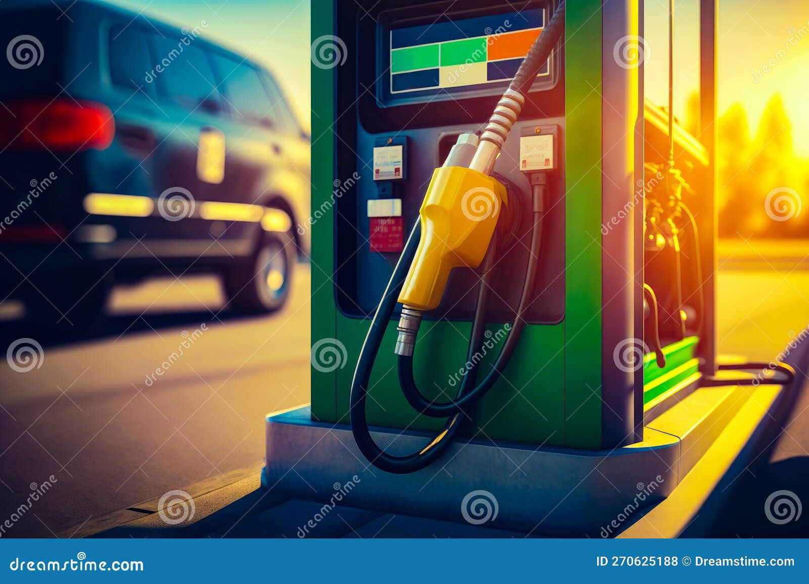 Car is Driving Past Gas Pump Generative AI Stock Illustration ...