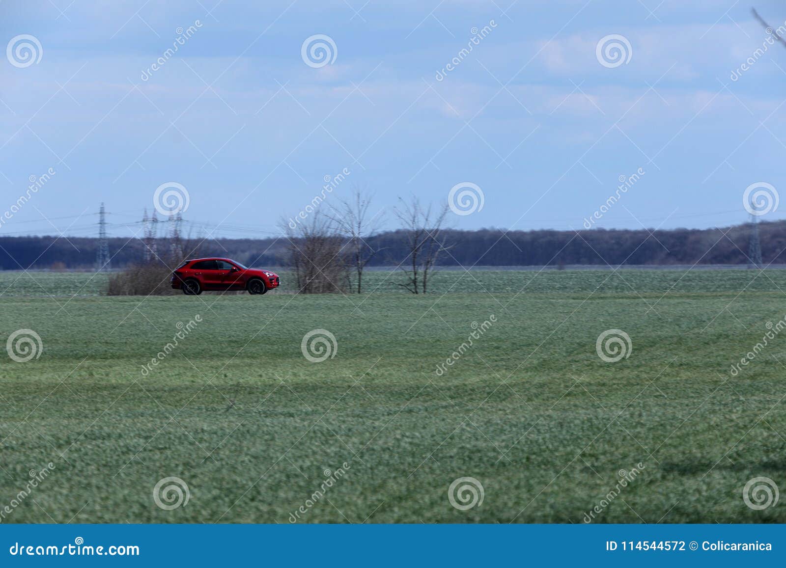 Car driving stock photo. Image of field, road, autos - 114544572