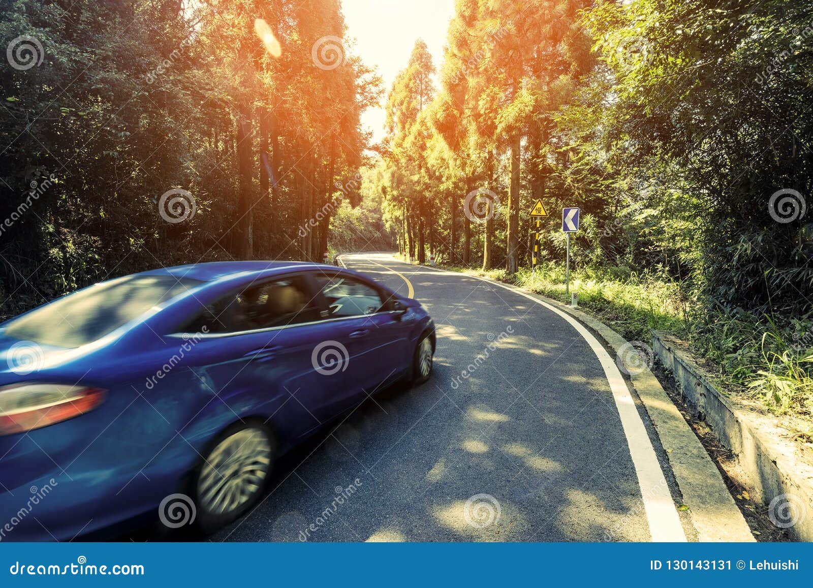 Driving Road Bends Road Sign That Indicates The Curve Royalty-Free ...