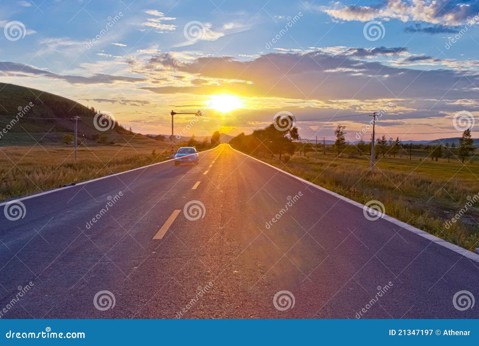 The car driving on sunset stock image. Image of freedom - 21347197