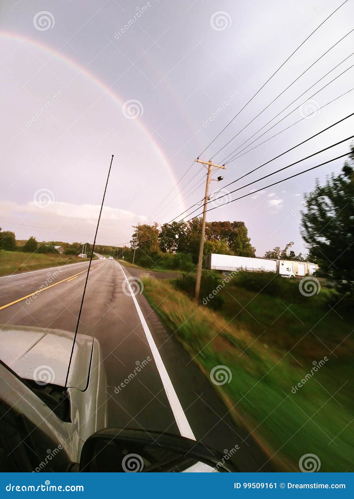 Red Car Driving On A Rainbow Road In A Crayon Drawing Royalty-Free ...