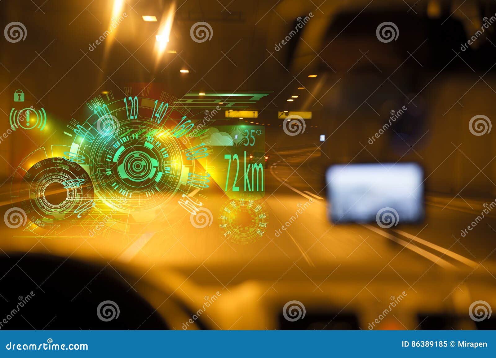 Car Driving through Tunnel. Interface,Infographic Elements Stock Image ...
