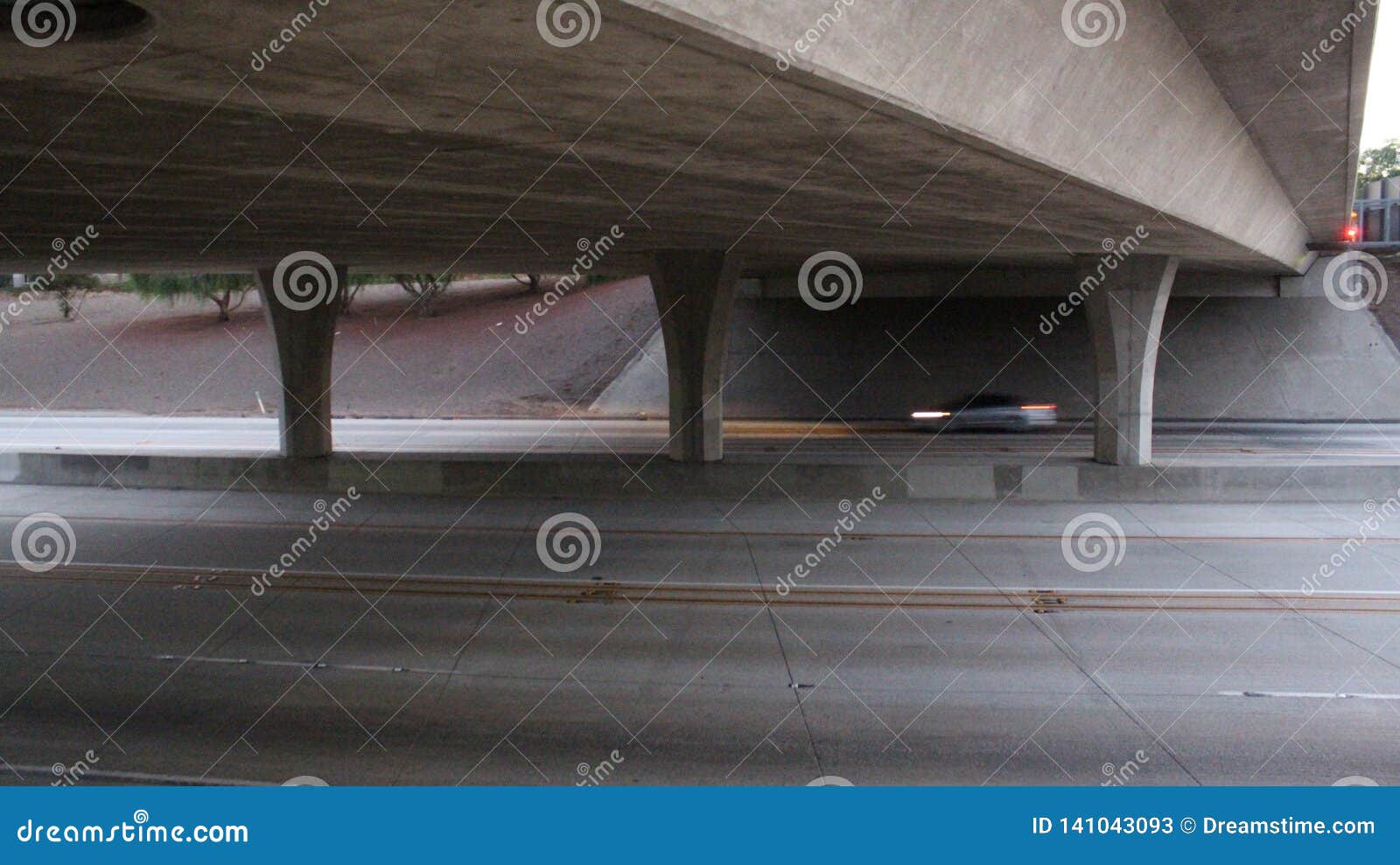 Freeway Underneath Bridge with Blurred Vehicle Stock Image - Image of ...