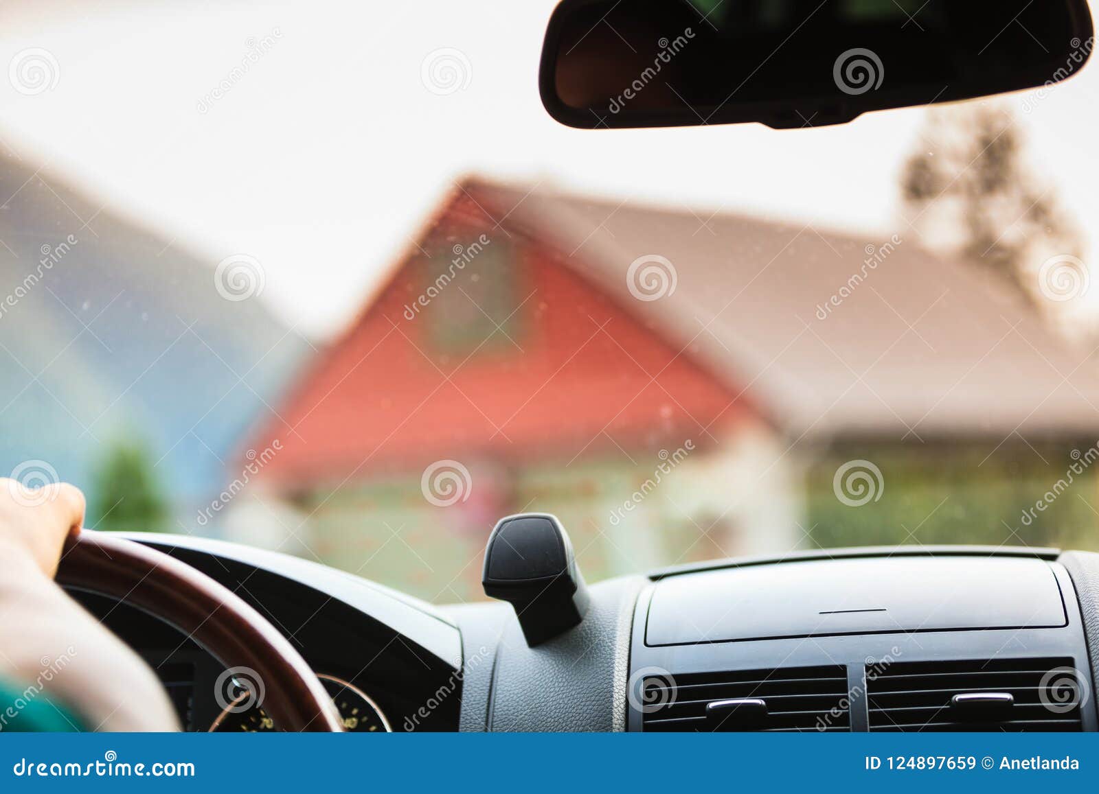 Car Driving, View from Inside on Dashboard Stock Image - Image of ...