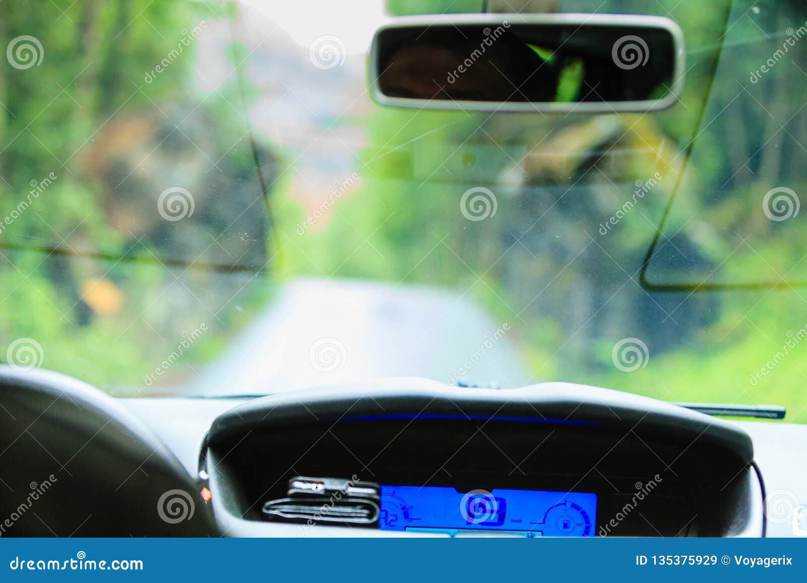 Car Driving, View from Inside on Dashboard Stock Image - Image of ...