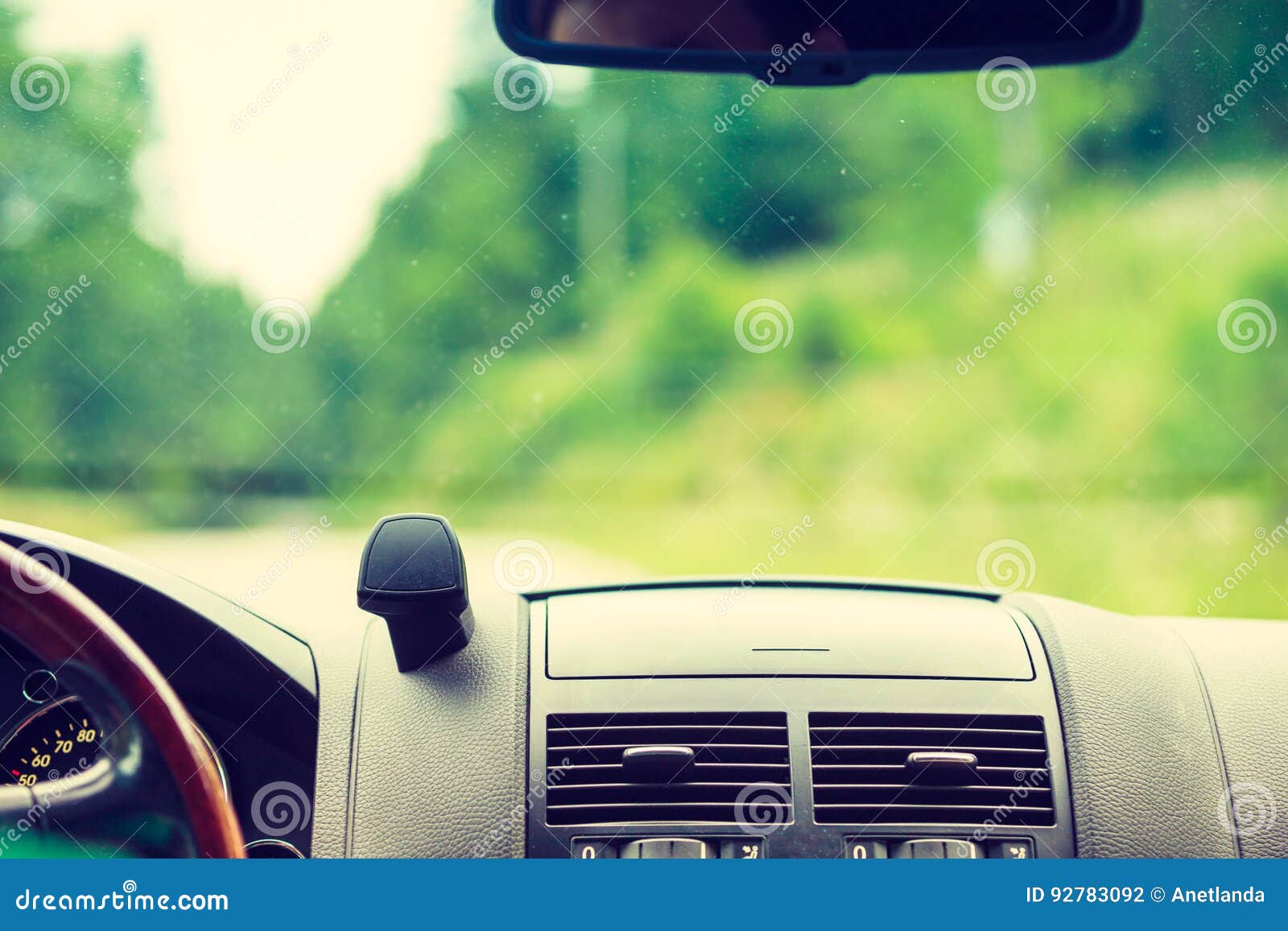 Car Driving, View from Inside on Dashboard Stock Photo - Image of ...