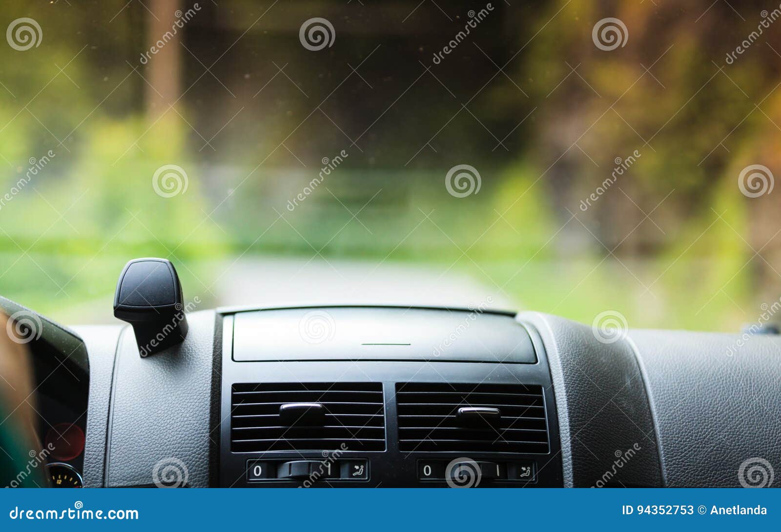 Man Driving A Car, View From Back Seat, Detail On Dashboard And ...