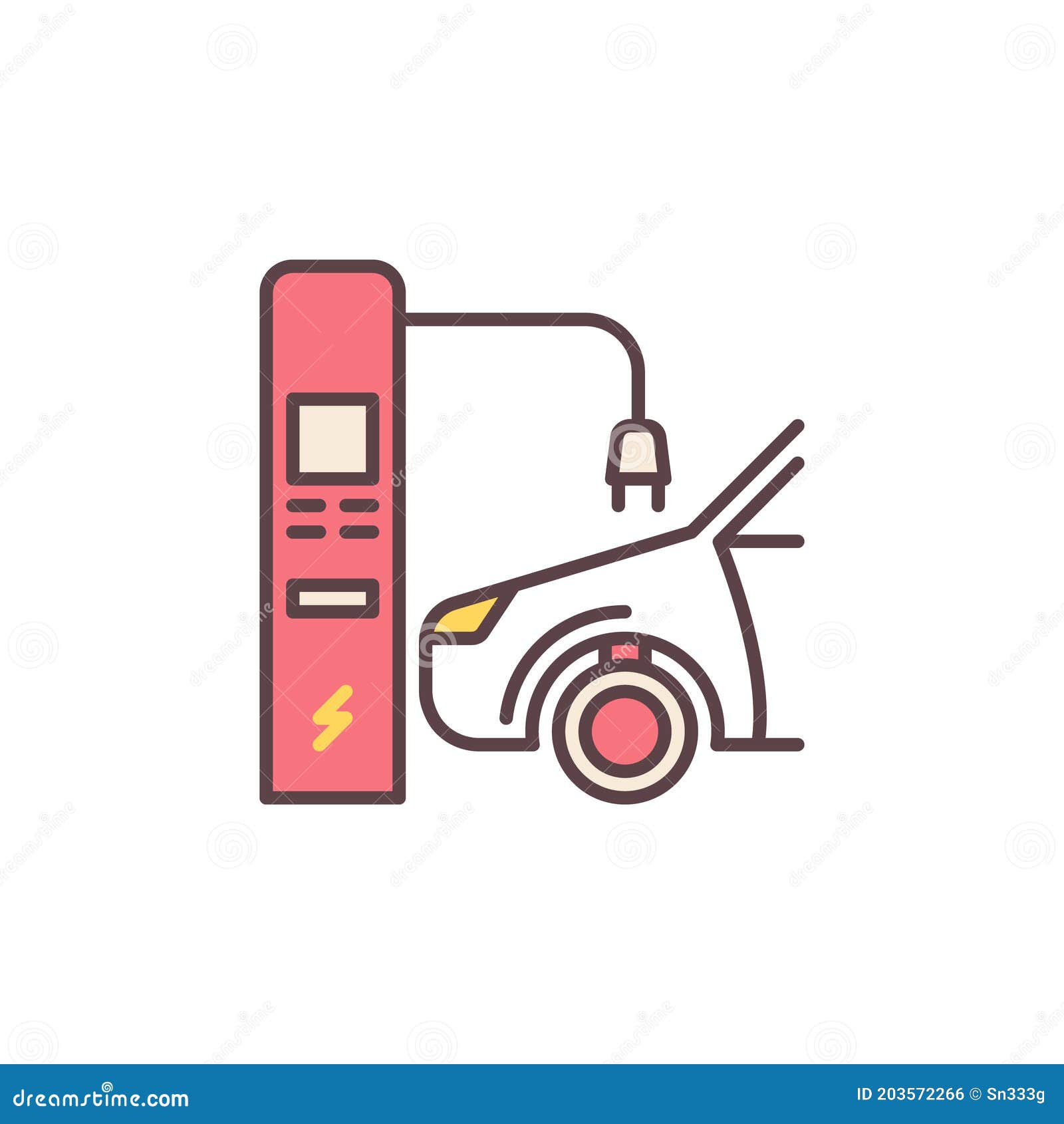 Car at Electric Recharging Point Vector Colored Icon Stock Vector ...