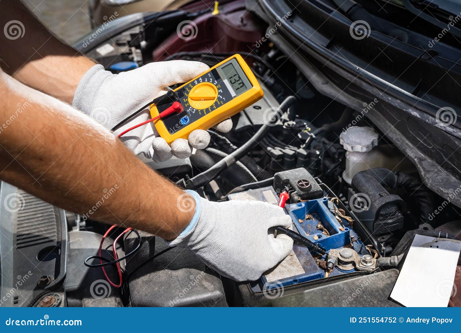 Car Electronic Maintenance Service and Check. Worker Man Stock Photo ...