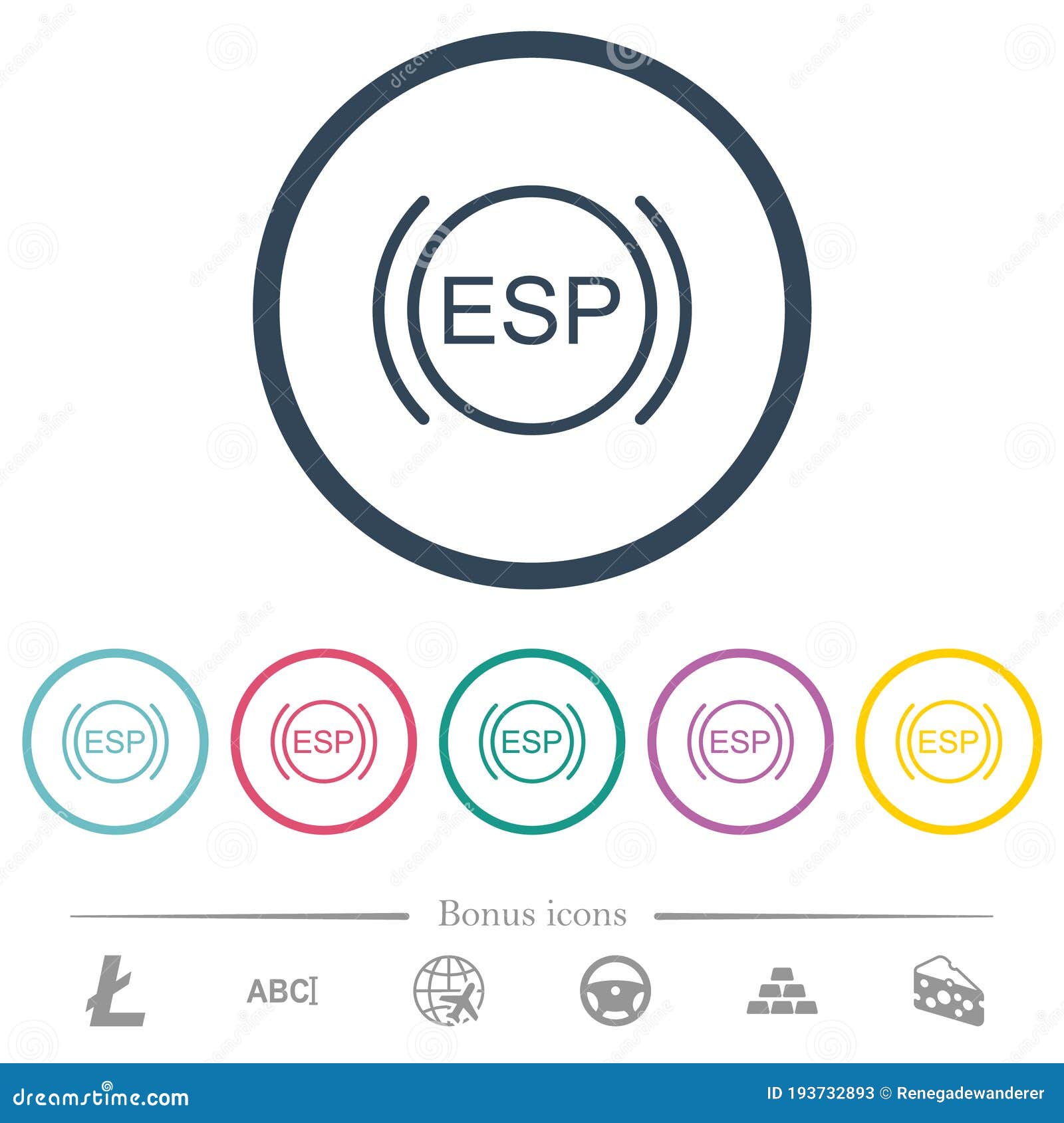 Car Electronic Stability Program Indicator Flat Color Icons in Round ...