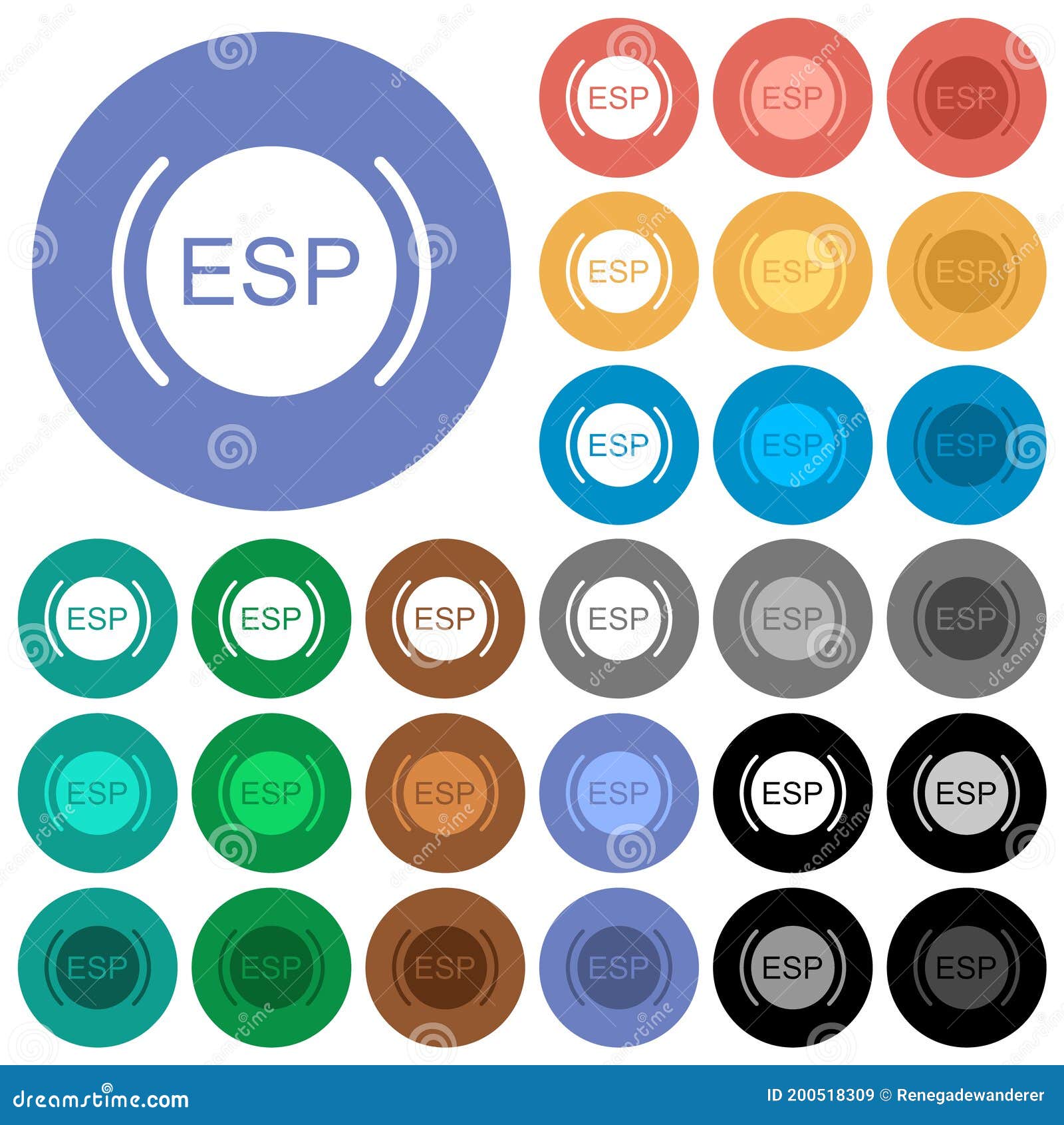 Car Electronic Stability Program Indicator Round Flat Multi Colored ...